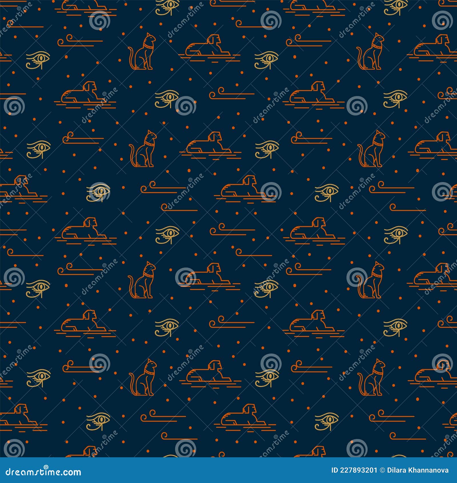 A Pattern With Egyptian Elements And Motifs Of The Ancient World ...