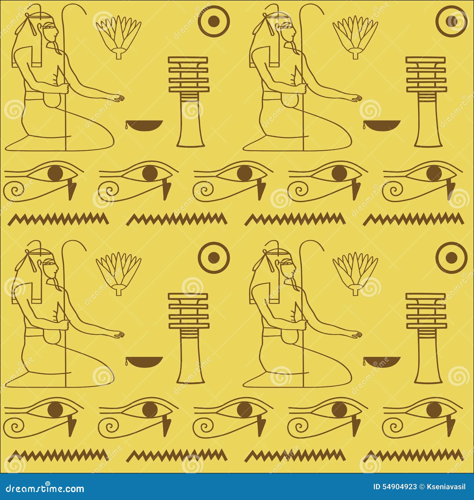 Pattern of Egyptian Hieroglyphics Stock Vector - Illustration of vector ...