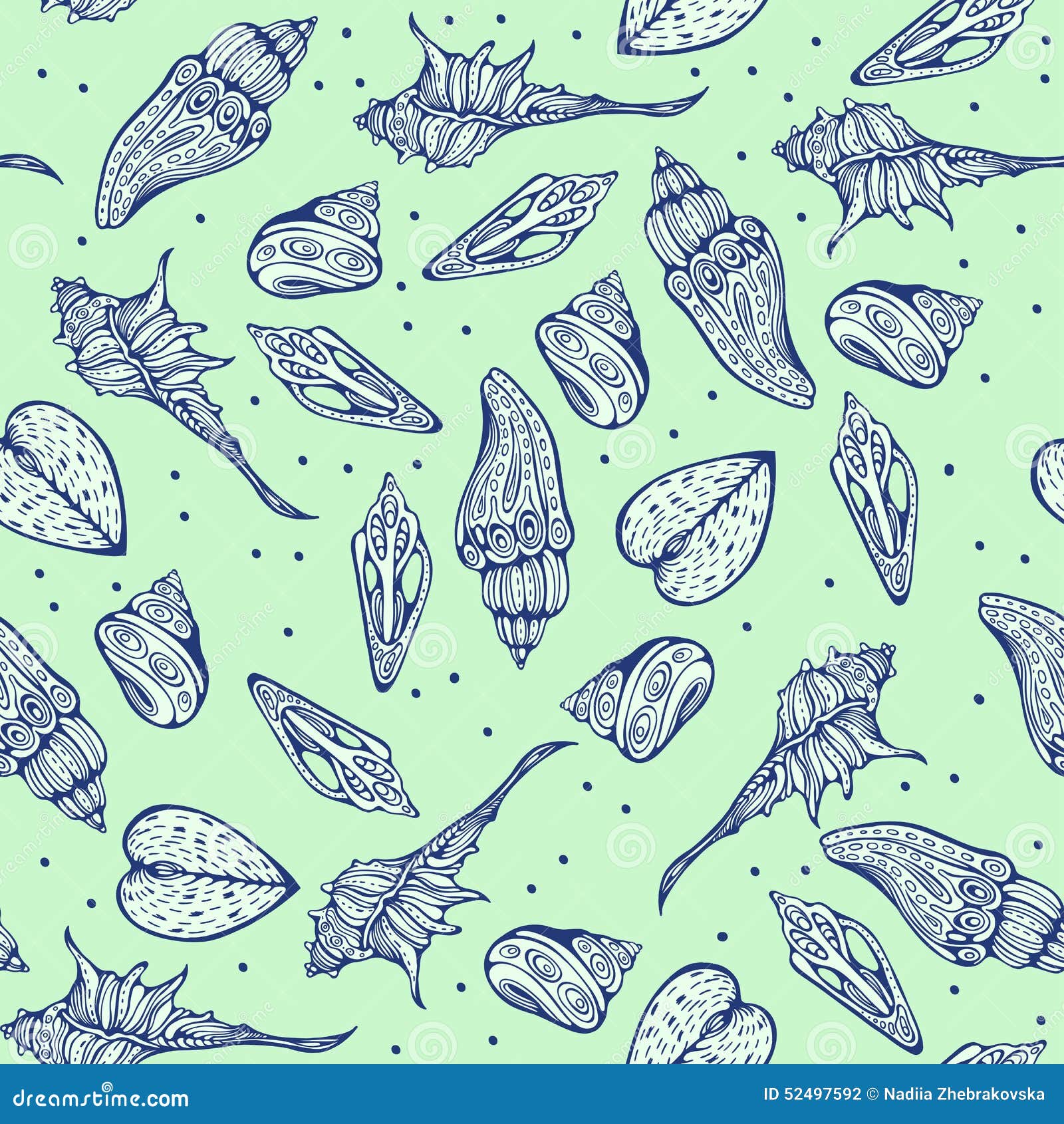 Pattern Element of Various Sea Shells Stock Vector - Illustration of ...