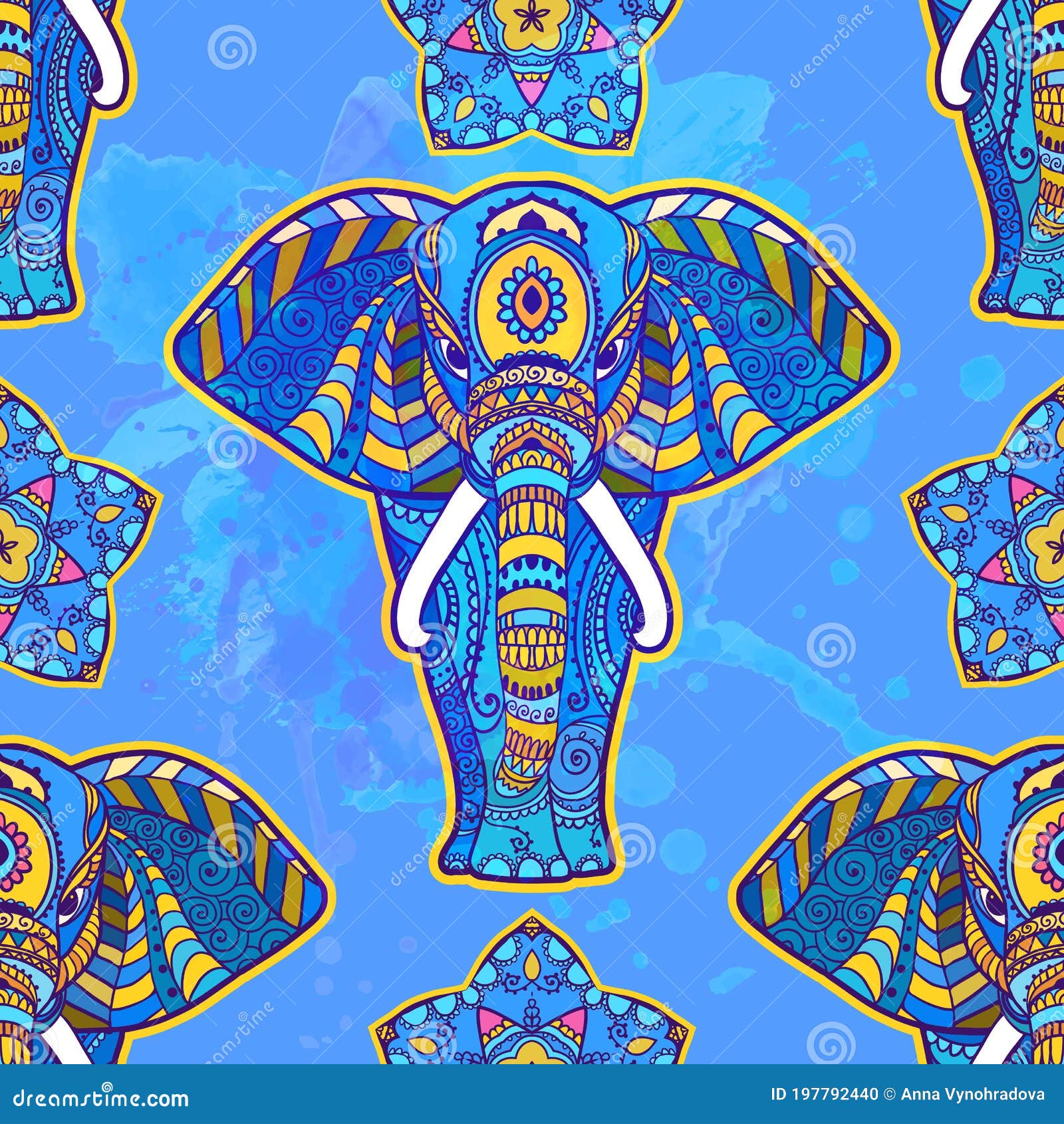 Pattern with Elephant. Geometric Circle Element Made in Vector. Stock ...