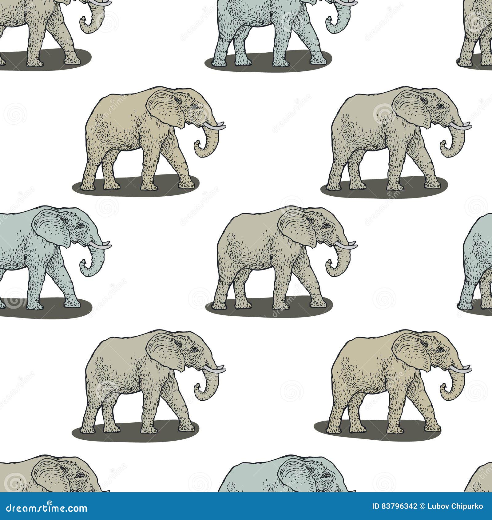 Pattern of Elephants. Vector Background Stock Vector - Illustration of ...