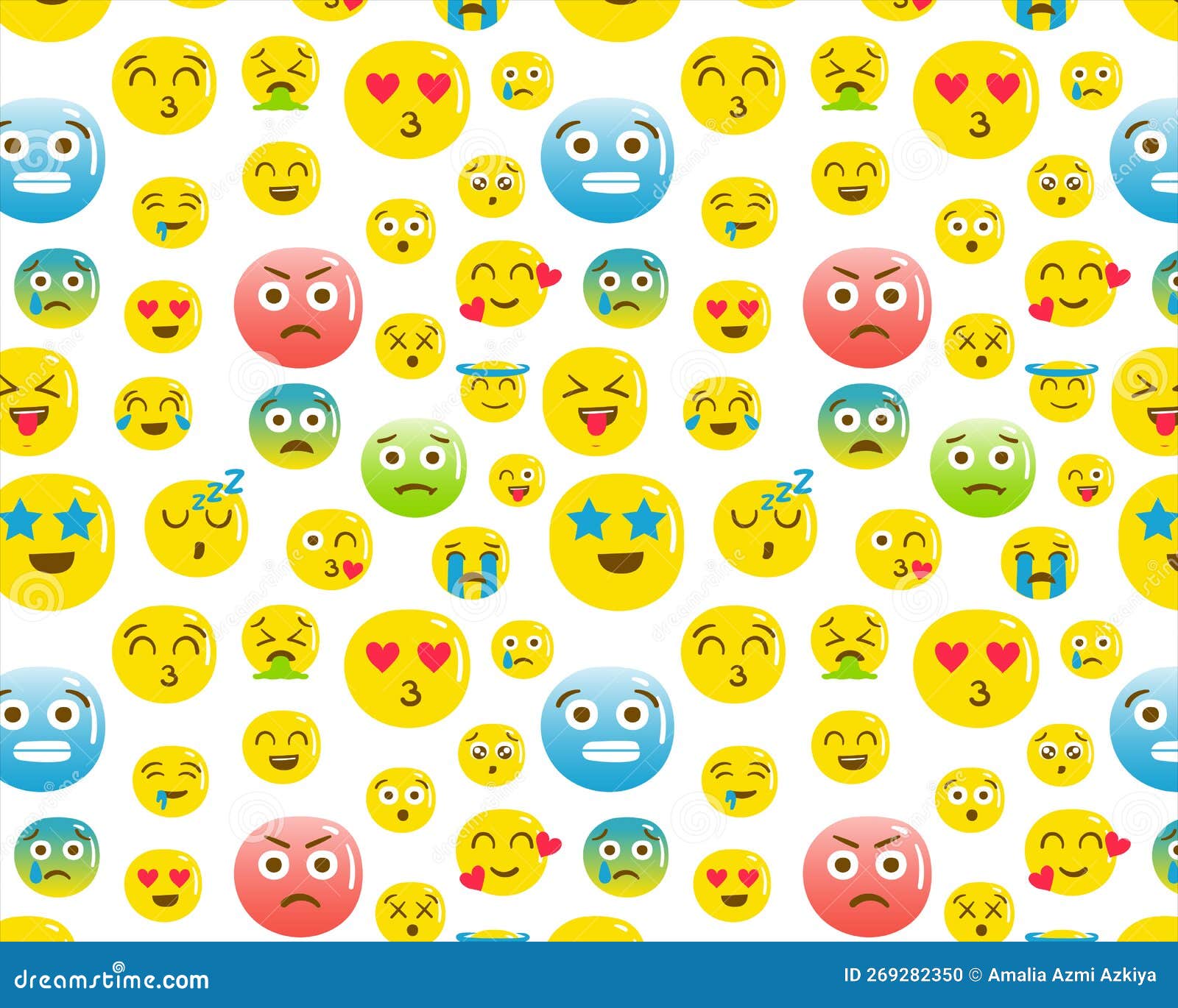 Pattern of Emoticon Elements Collections with Flat Design Illustrations ...