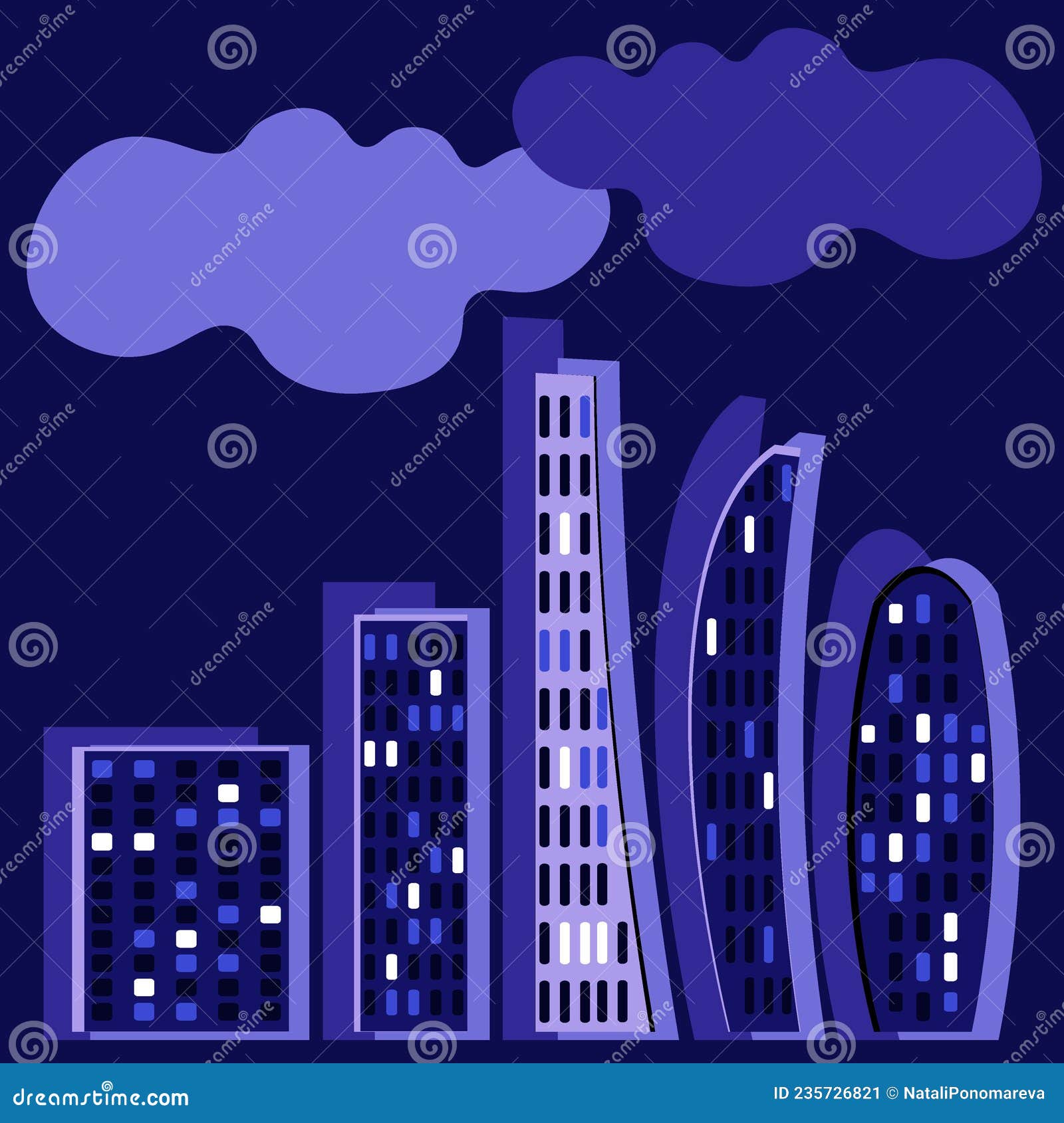 A Stylized Night City - Graphics. Megalopolis, Modern Architecture ...