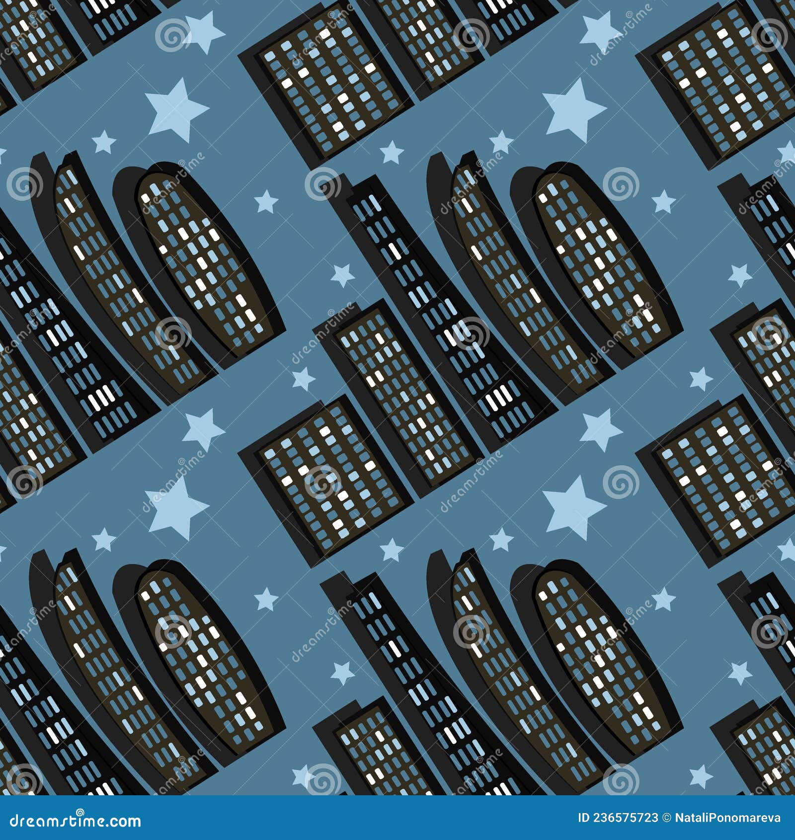 Pattern - a Stylized Night City - Graphics. Megalopolis, Modern ...