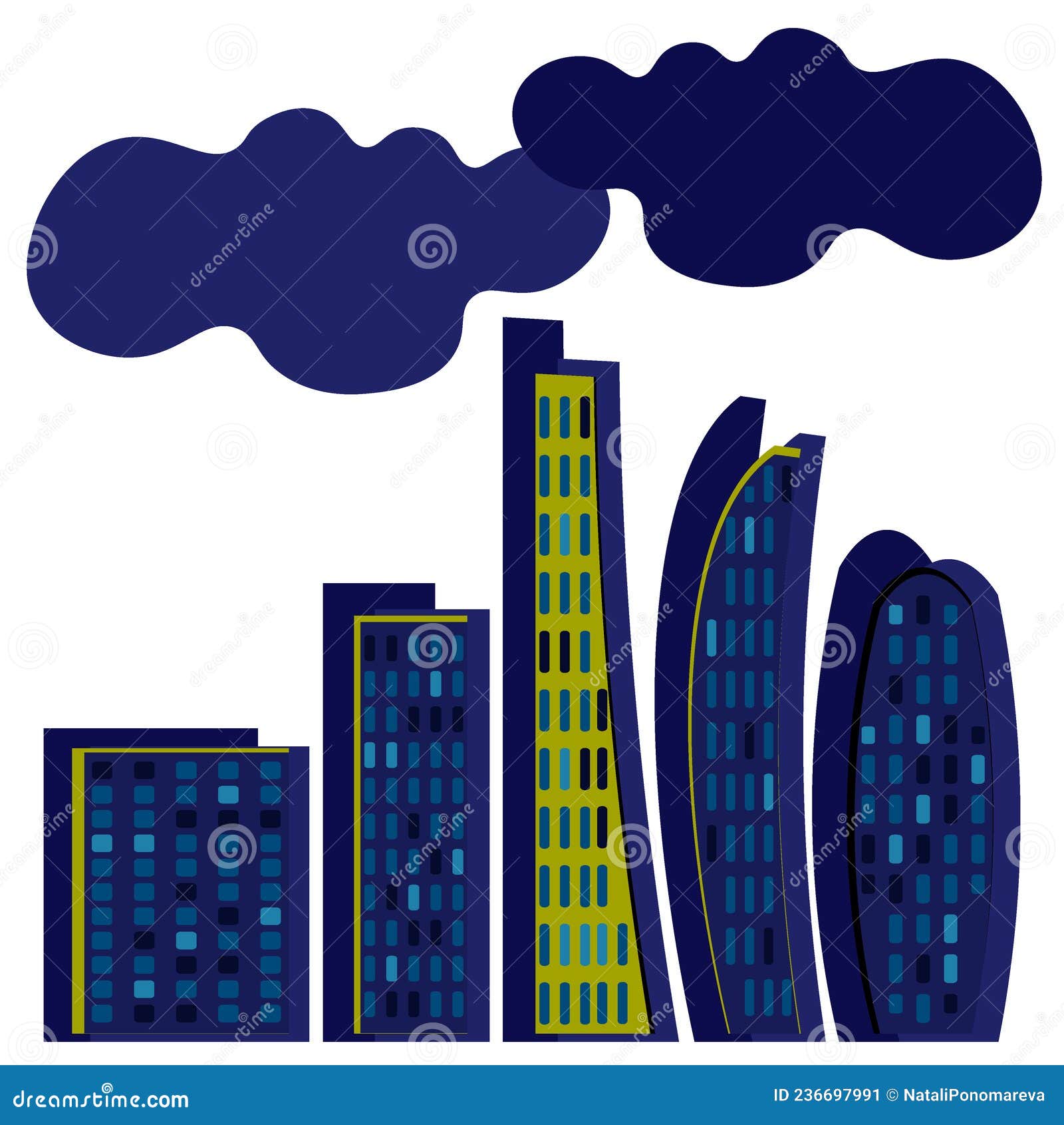 A Stylized Night City - Graphics. Megalopolis, Modern Architecture ...