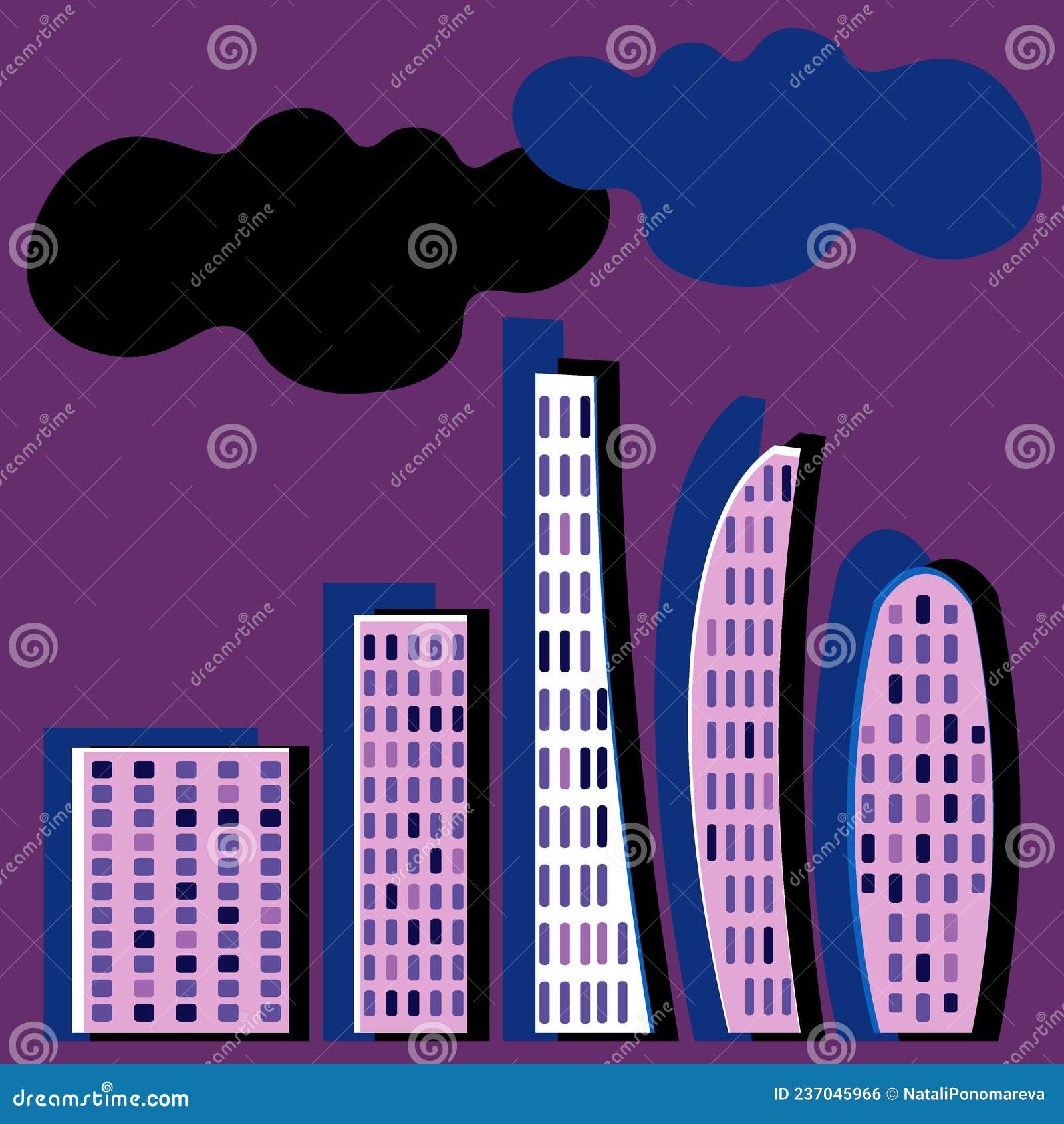 A Stylized Night City - Graphics. Megalopolis, Modern Architecture ...