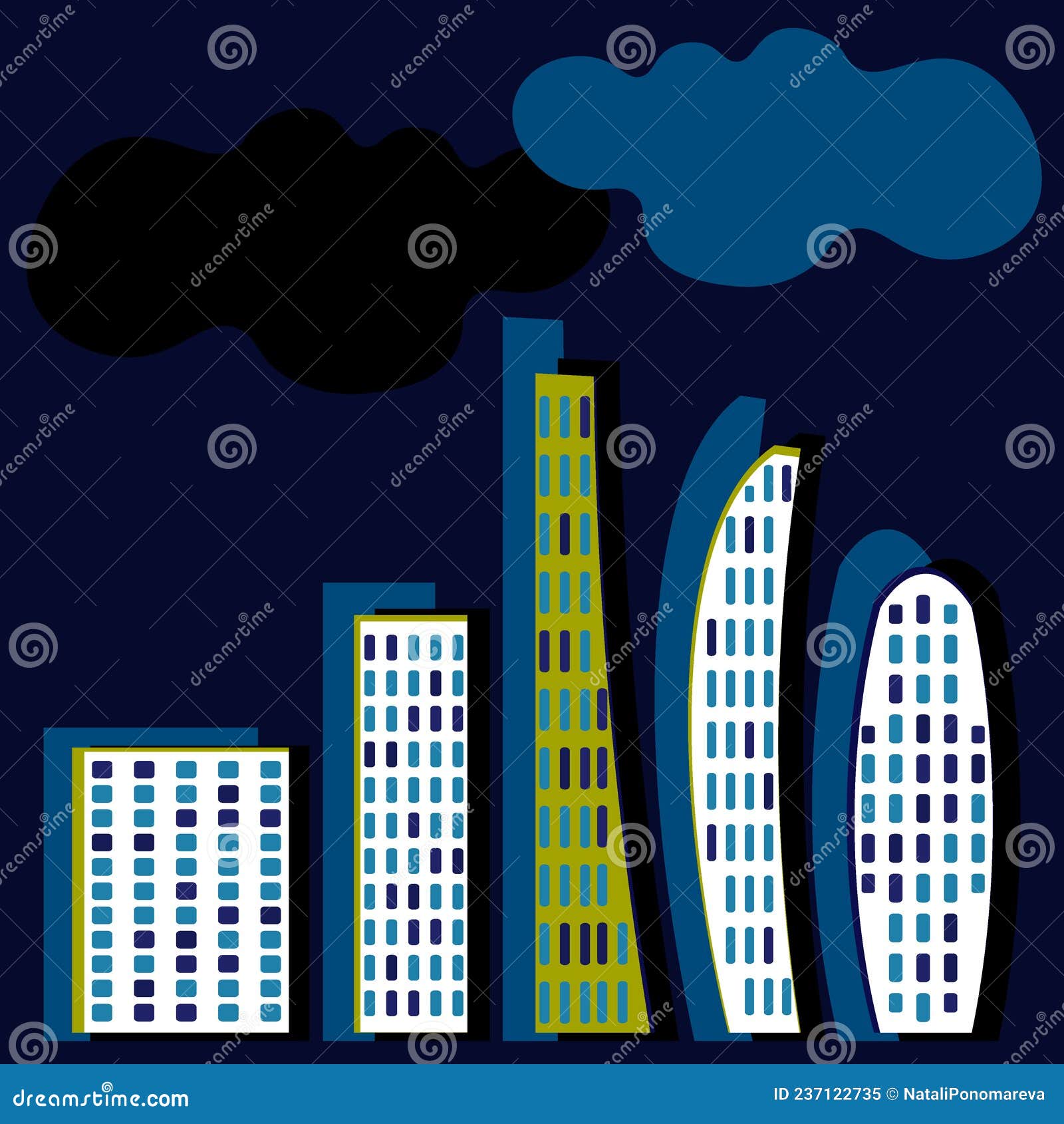 A Stylized Night City - Graphics. Megalopolis, Modern Architecture ...