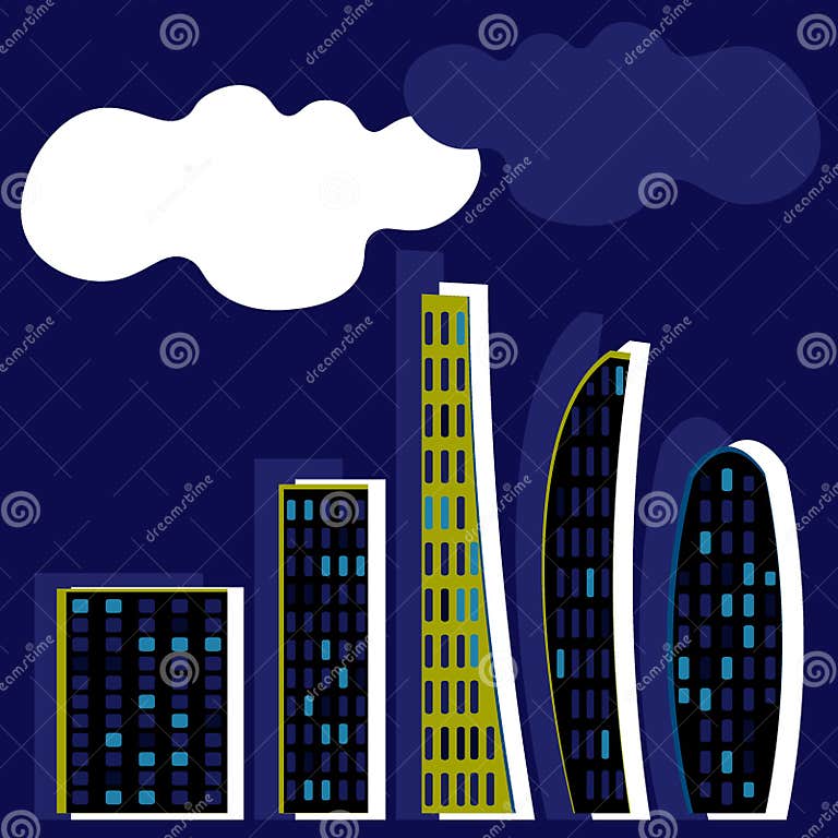 A Stylized Night City - Graphics. Megalopolis, Modern Architecture ...