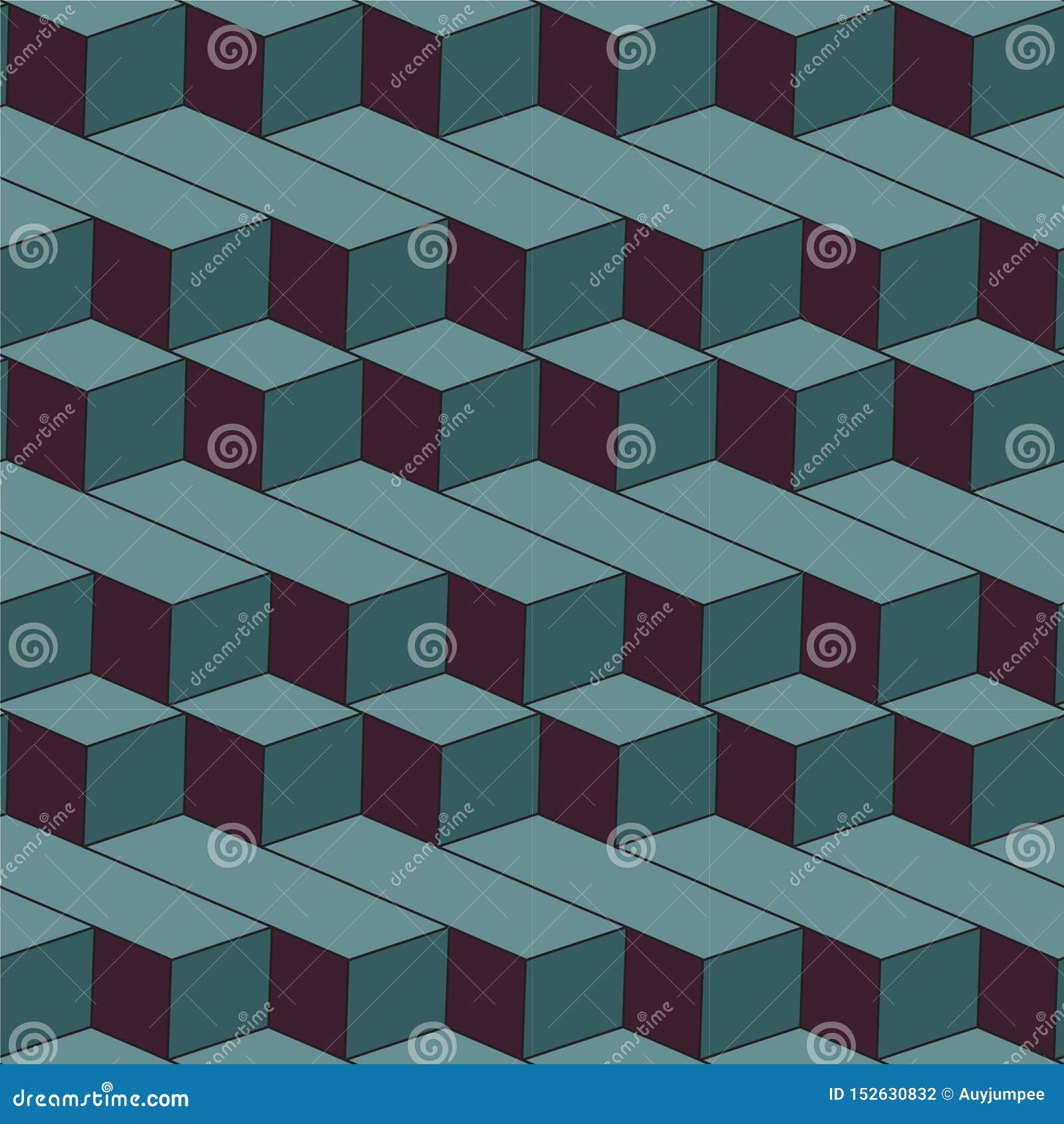 3D Geometric Block Structure Repeating Seamless Patternà¹ƒ Stock Vector ...