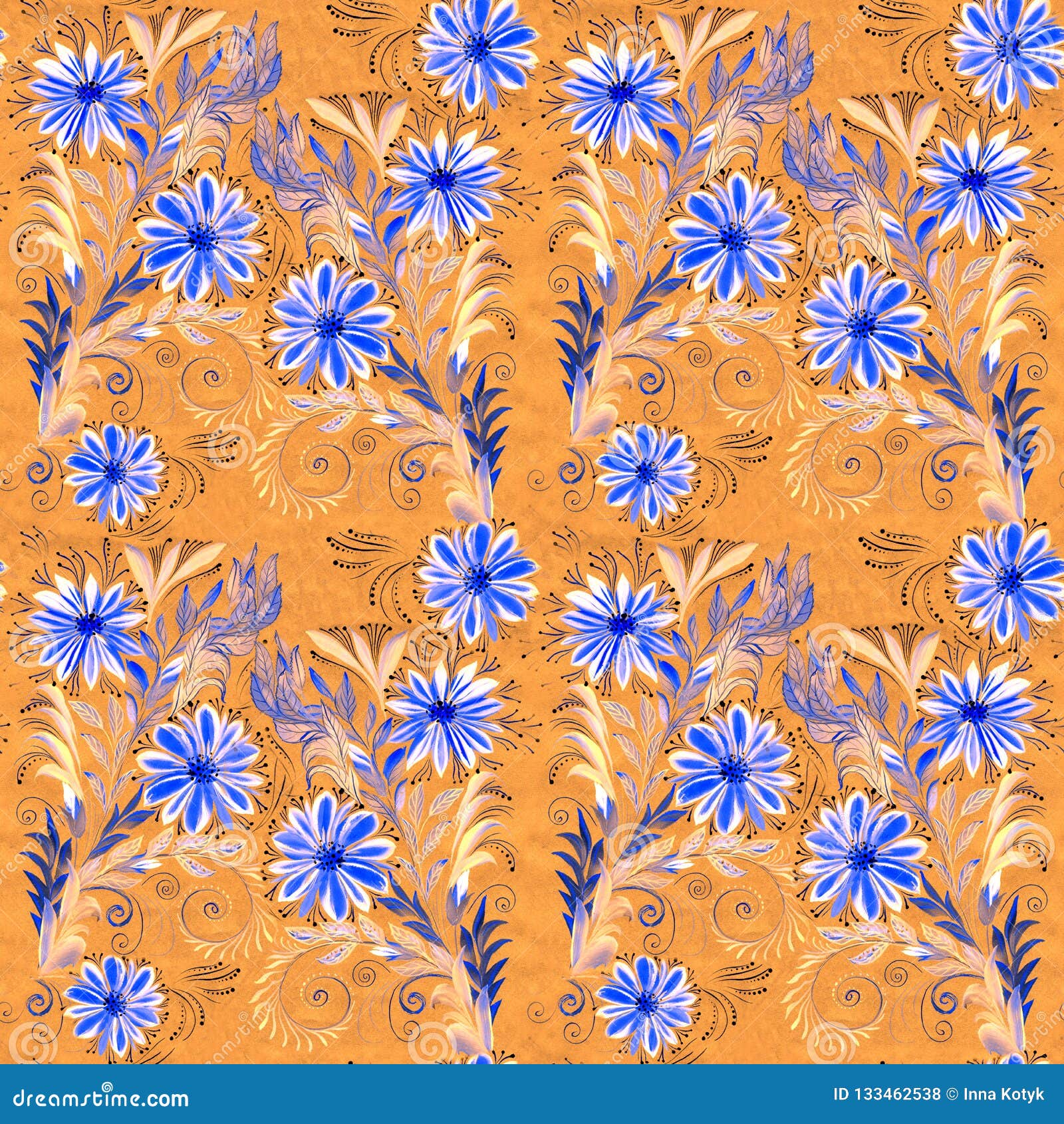 Pattern in Ethnic Style. Flower Composition. Stylized Flowers Stock ...