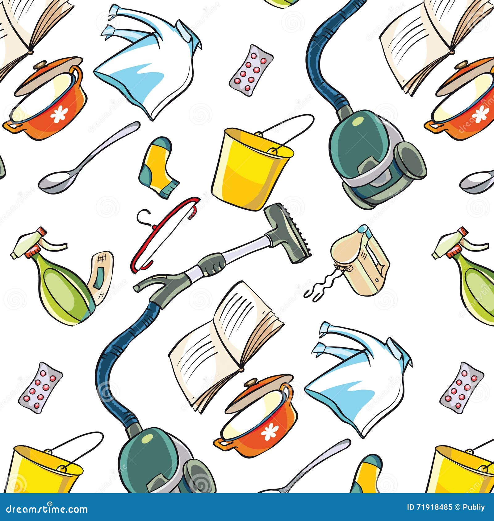 Pattern everyday objects stock vector. Illustration of everyday - 71918485