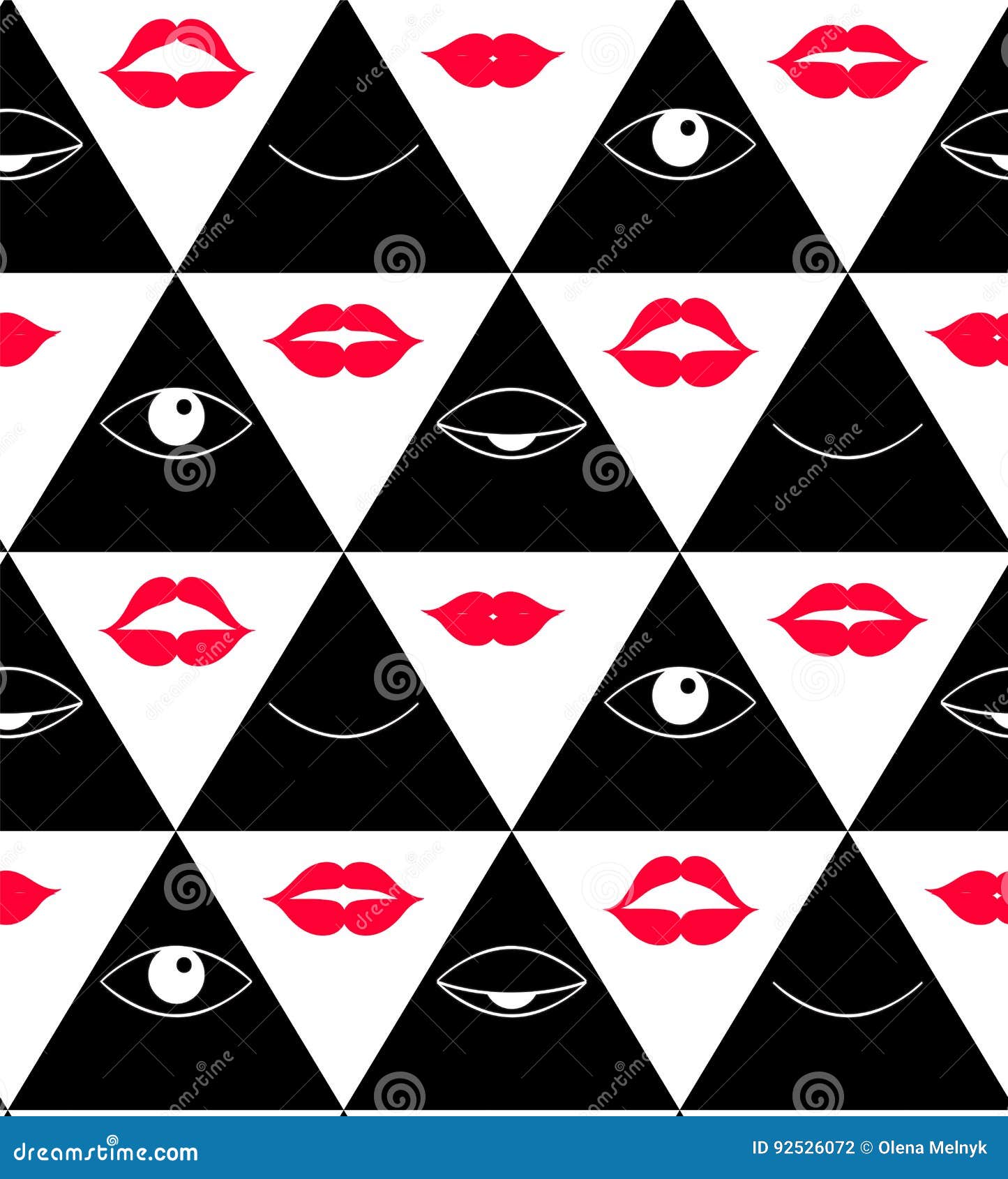 Pattern with Eyes. Open and Closed Eyes in Triangle, Vector. Stock ...