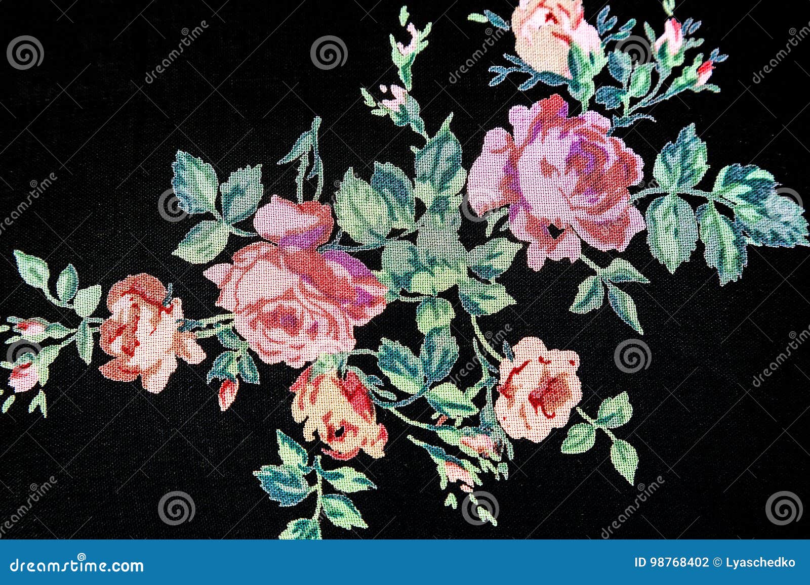 The Pattern on Fabric: a Bouquet of Roses. Stock Photo - Image of plant ...