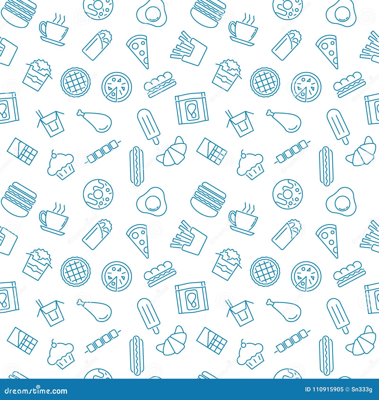 Pattern with Fast Food Icons - Vector Seamless Texture Stock Vector ...