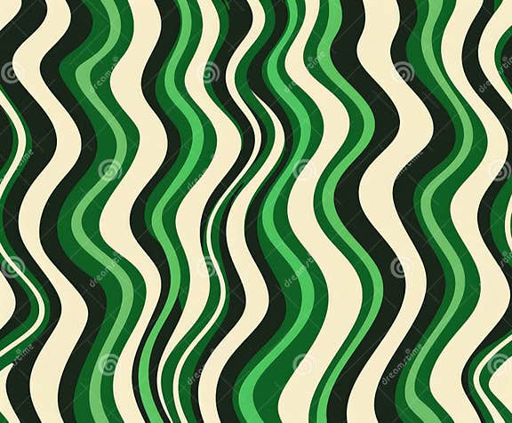Green and White Wavy Lines Pattern Stock Illustration - Illustration of ...