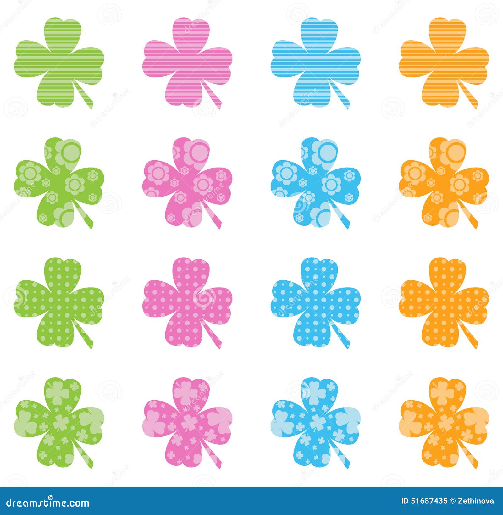 Pattern Filled Clovers stock illustration. Illustration of pink - 51687435