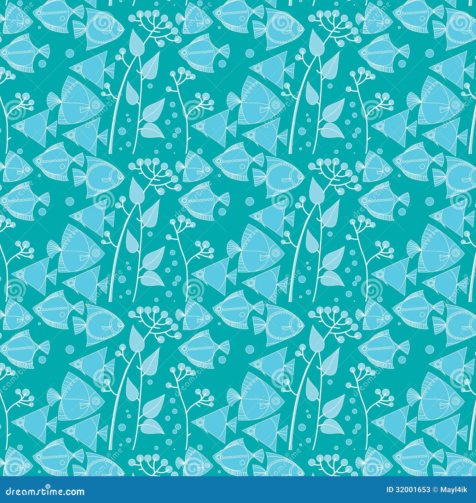 Pattern of Fish in Blue Tones Stock Vector - Illustration of ornate ...