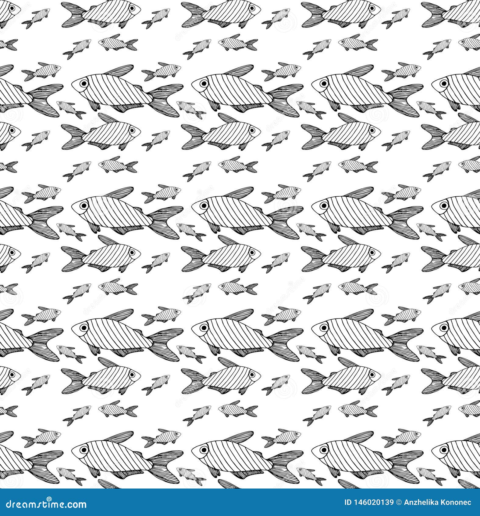 Pattern Fish Striped Black Different Stock Vector - Illustration of ...