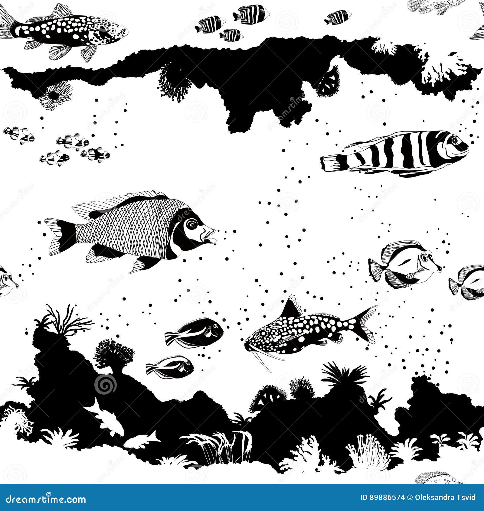 Pattern Fish Underwater Silhouettes Stock Illustrations – 771 Pattern ...