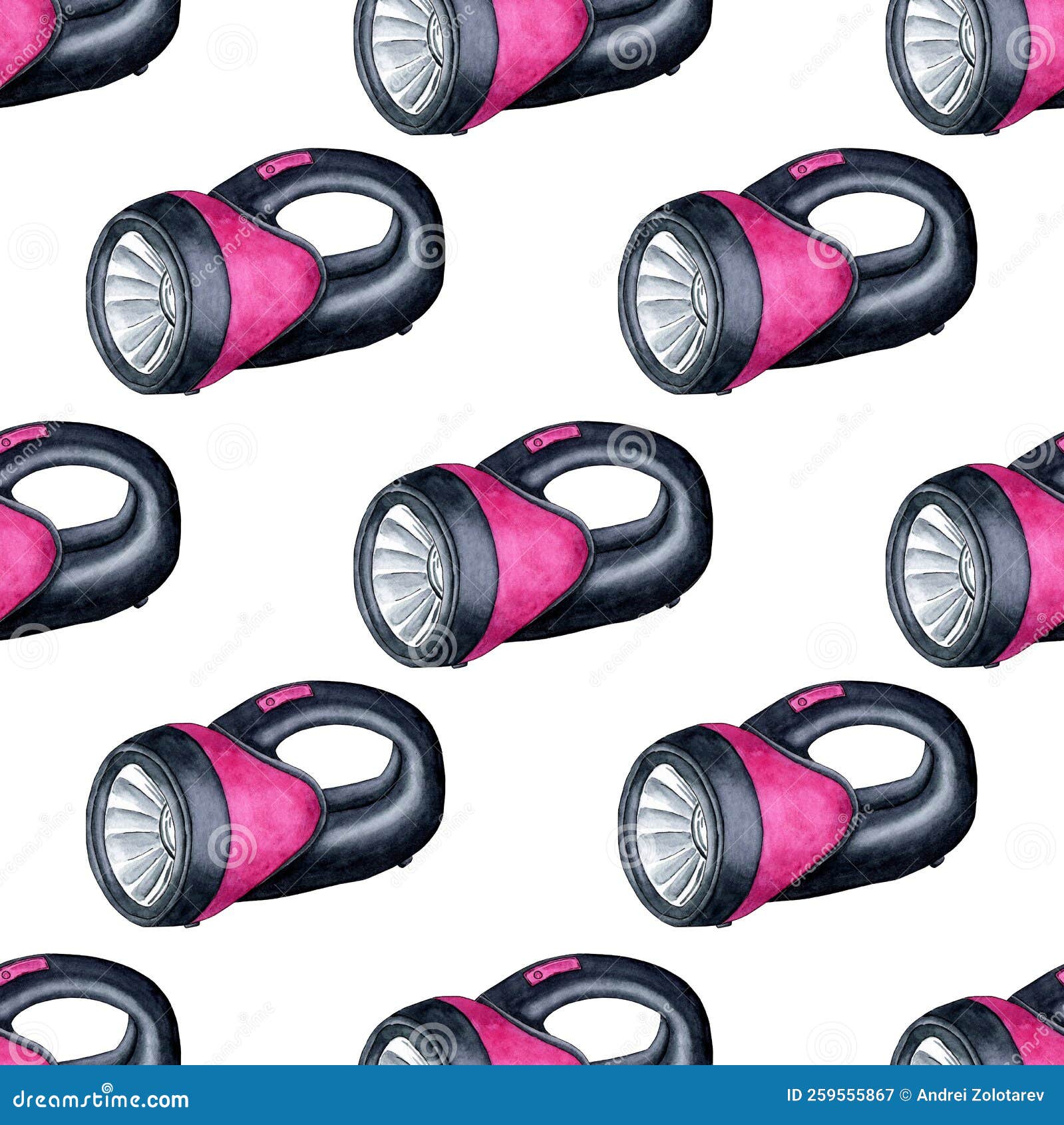 Pattern Flashlight Camping Watercolor Stock Image - Image of tourist ...