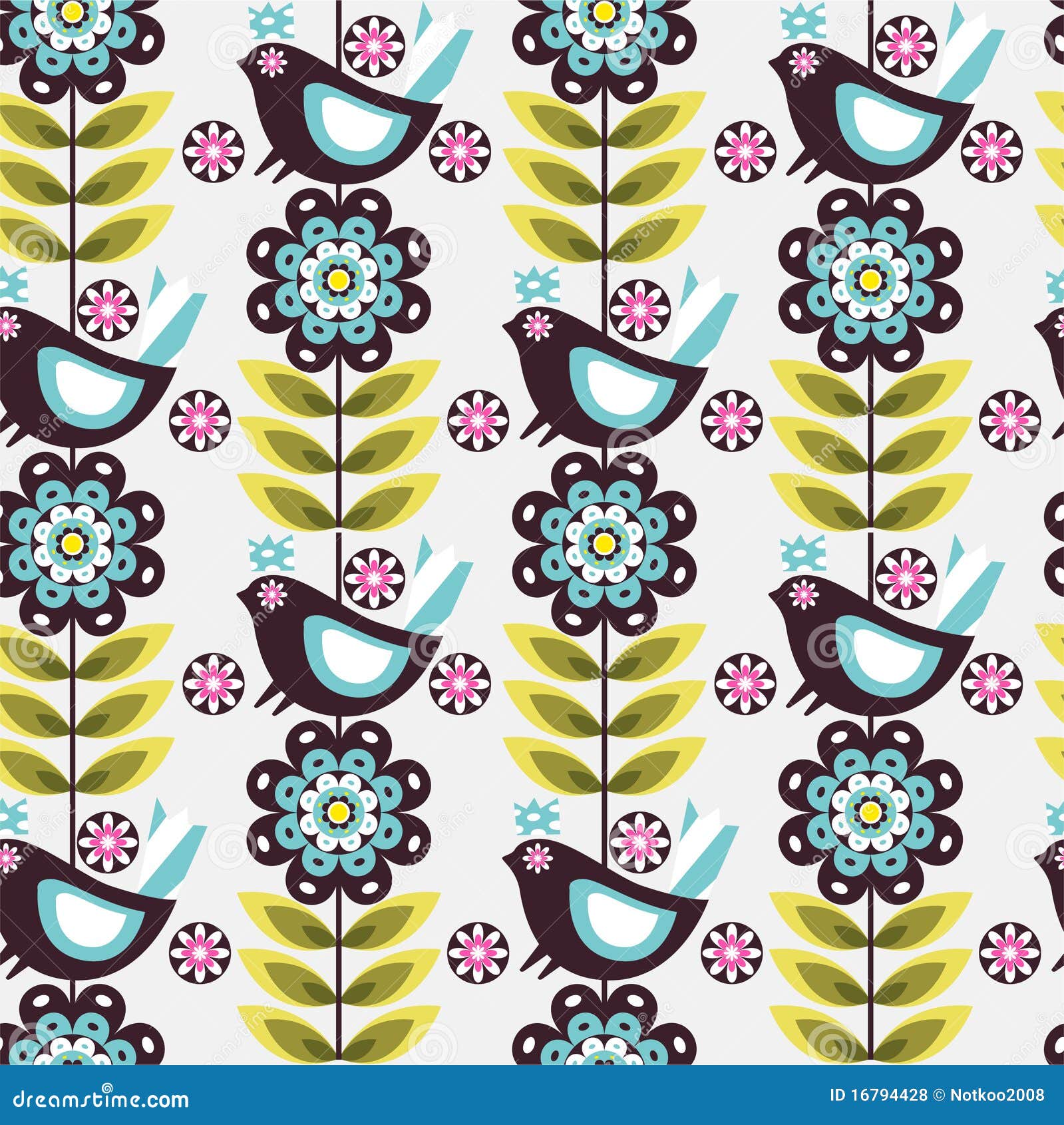 Pattern flower bird stock vector. Illustration of kids - 16794428