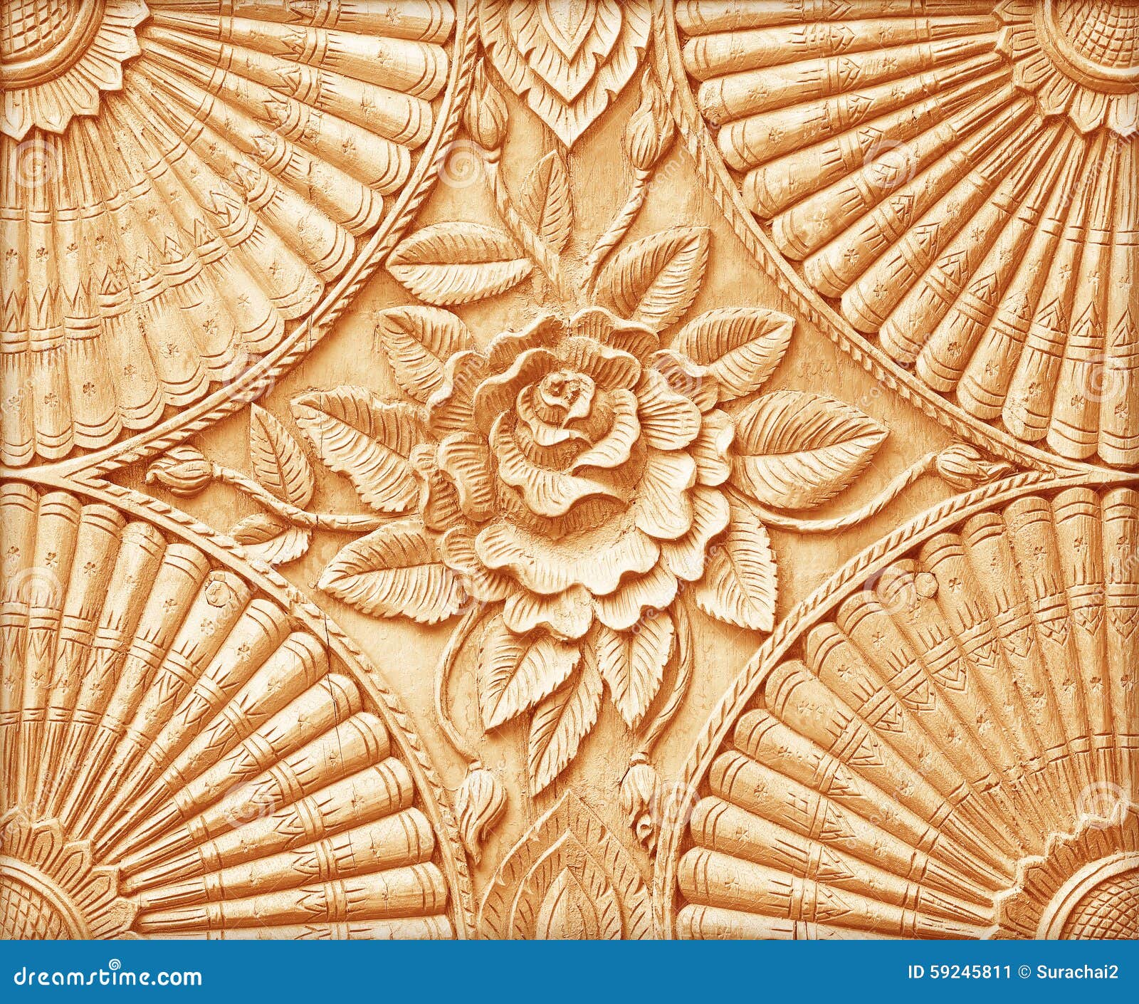 Pattern of Flower Carved on Wood Stock Image - Image of macro, material ...