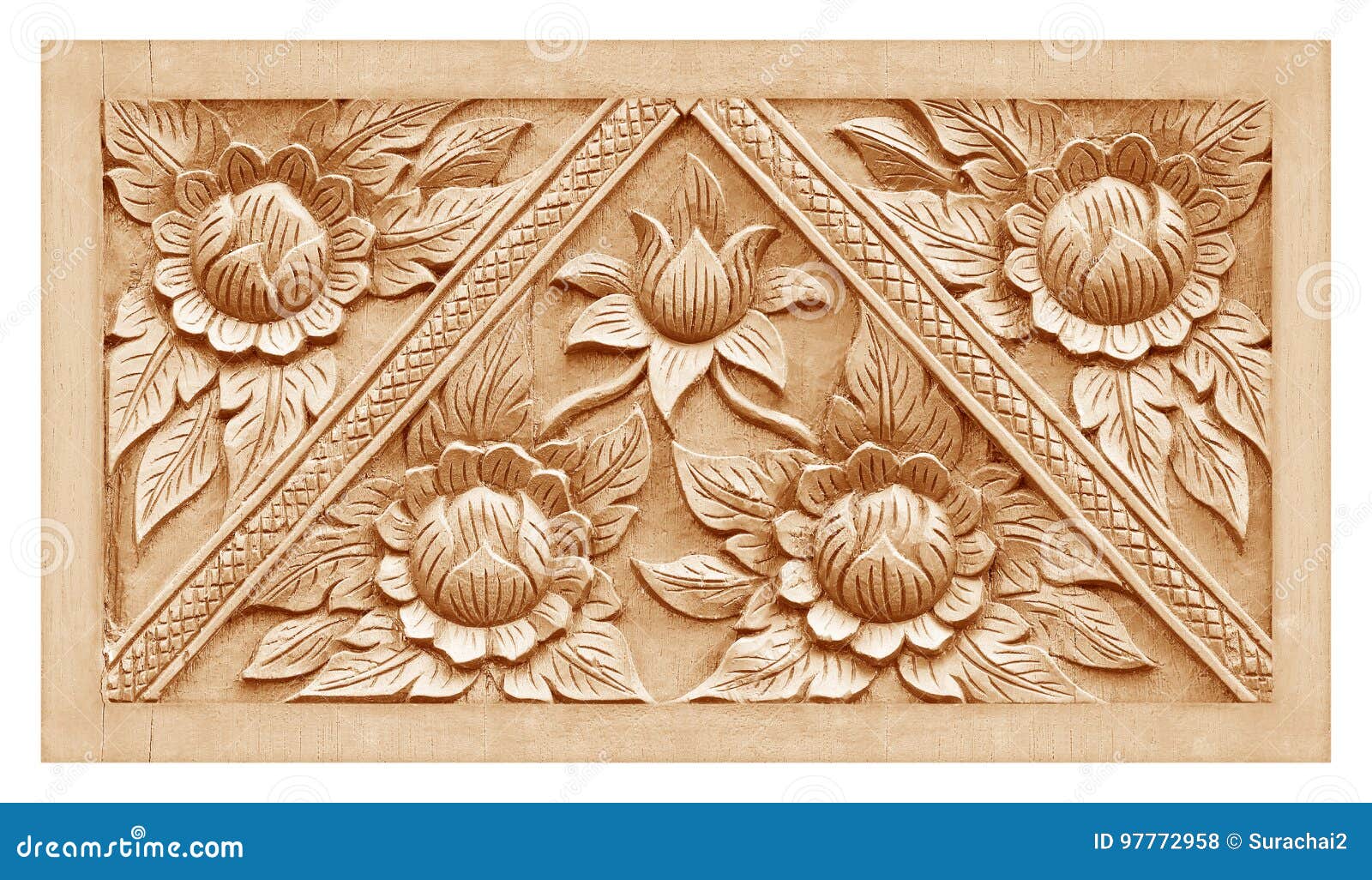 Pattern of Flower Carved on Wood Stock Photo - Image of elegant, carved ...