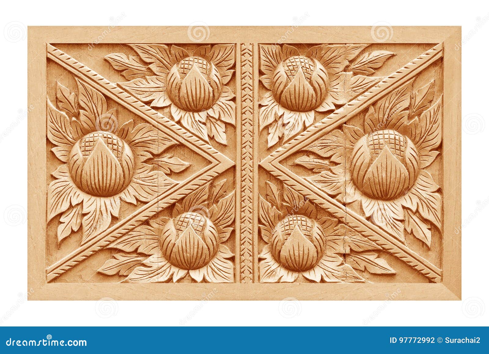 Pattern of Flower Carved on Wood Stock Photo - Image of decorative ...