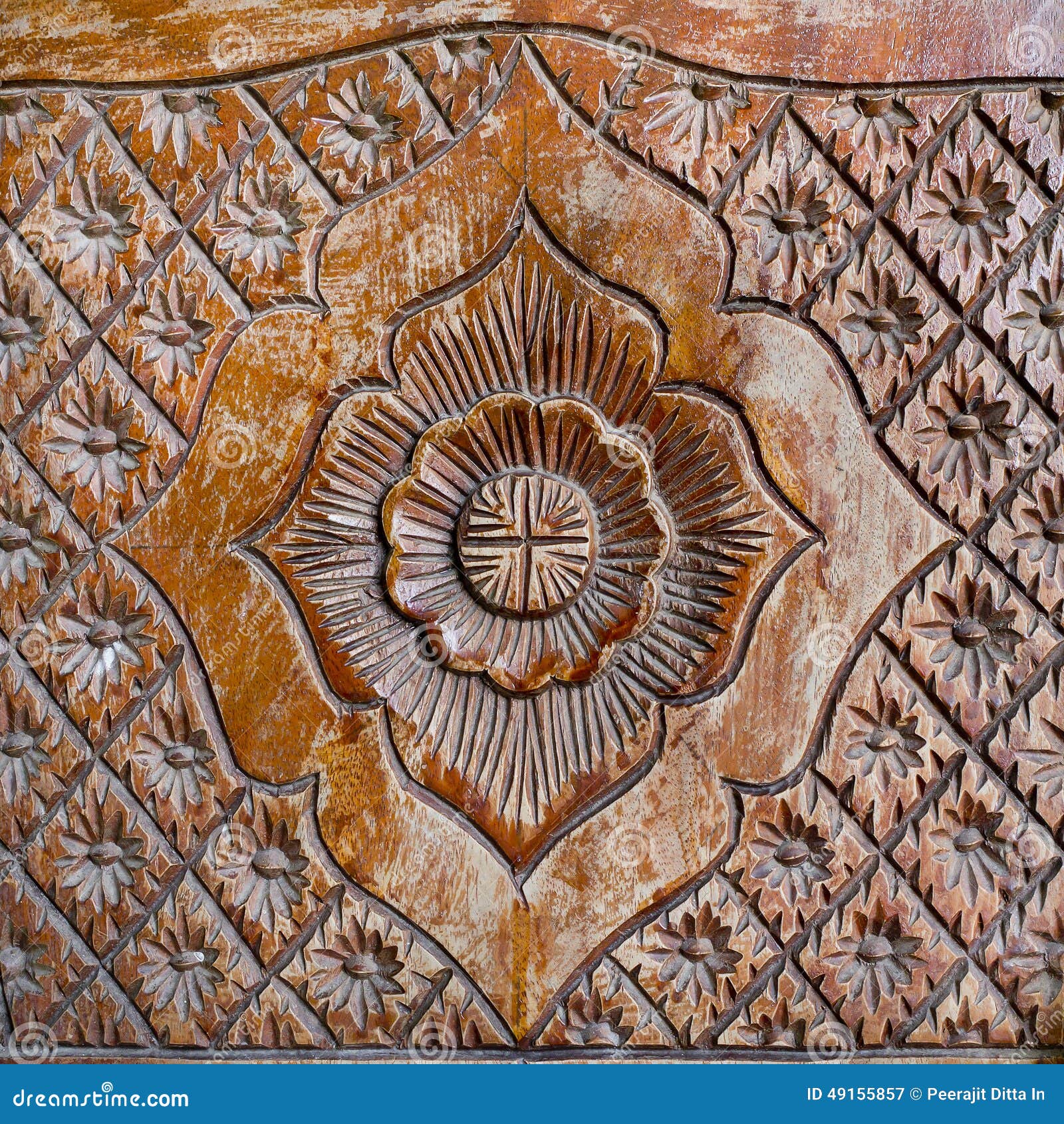 Pattern of Flower Carved on Wood Background Stock Image - Image of ...
