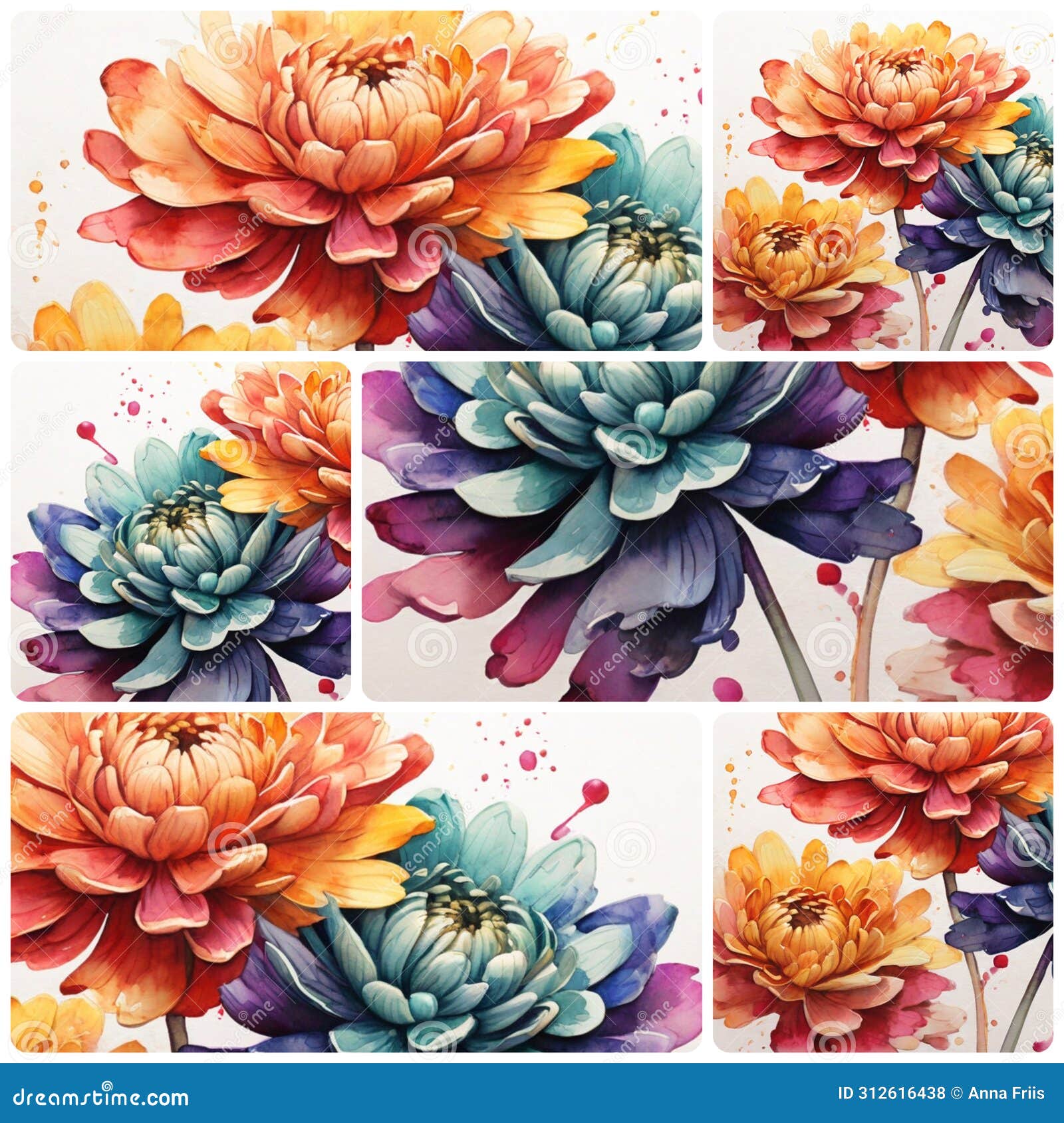 Pattern with Flowers, Collage Header Stock Illustration - Illustration ...