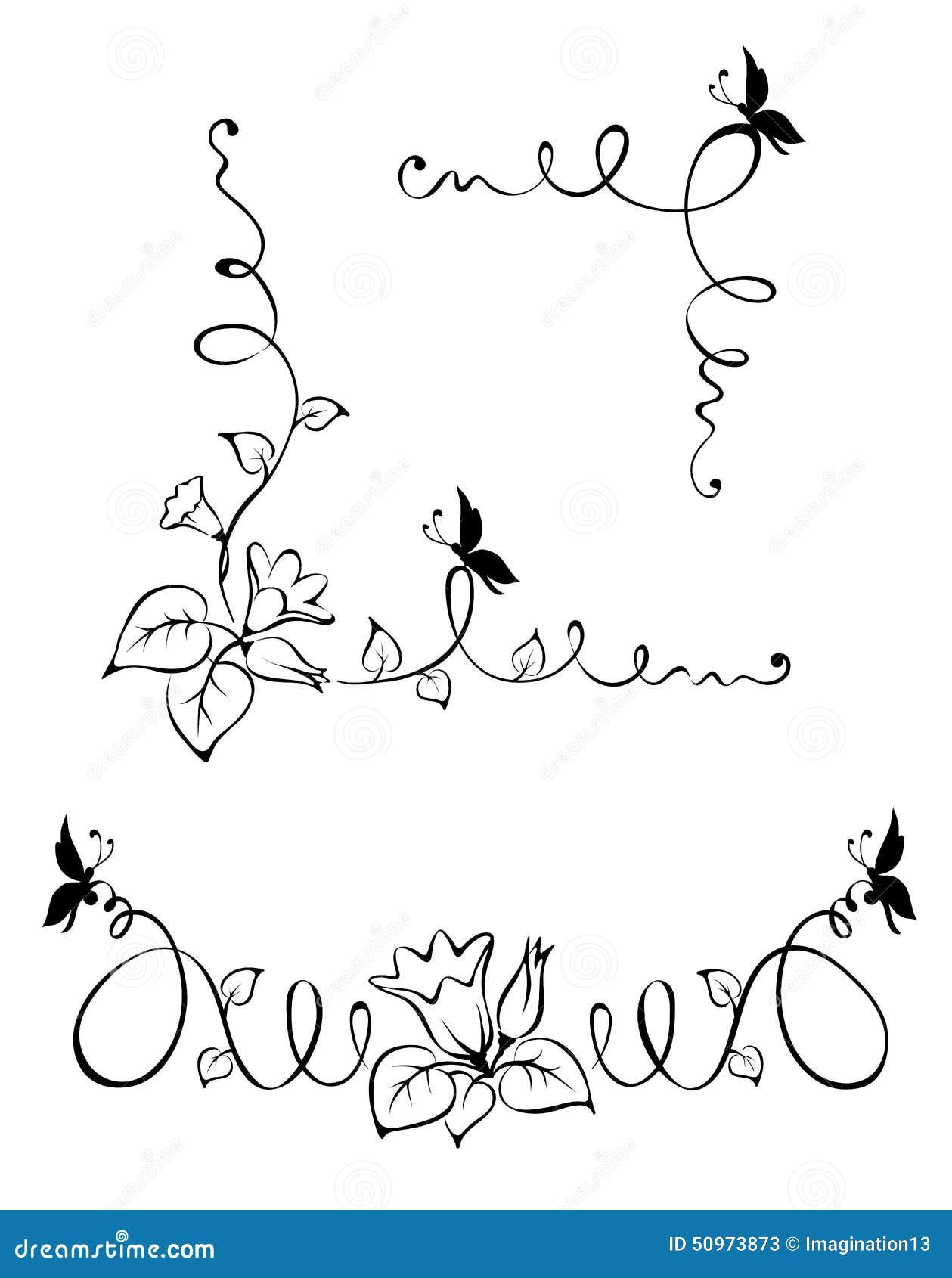 Pattern of Flowers with Curls Stock Vector - Illustration of curls ...