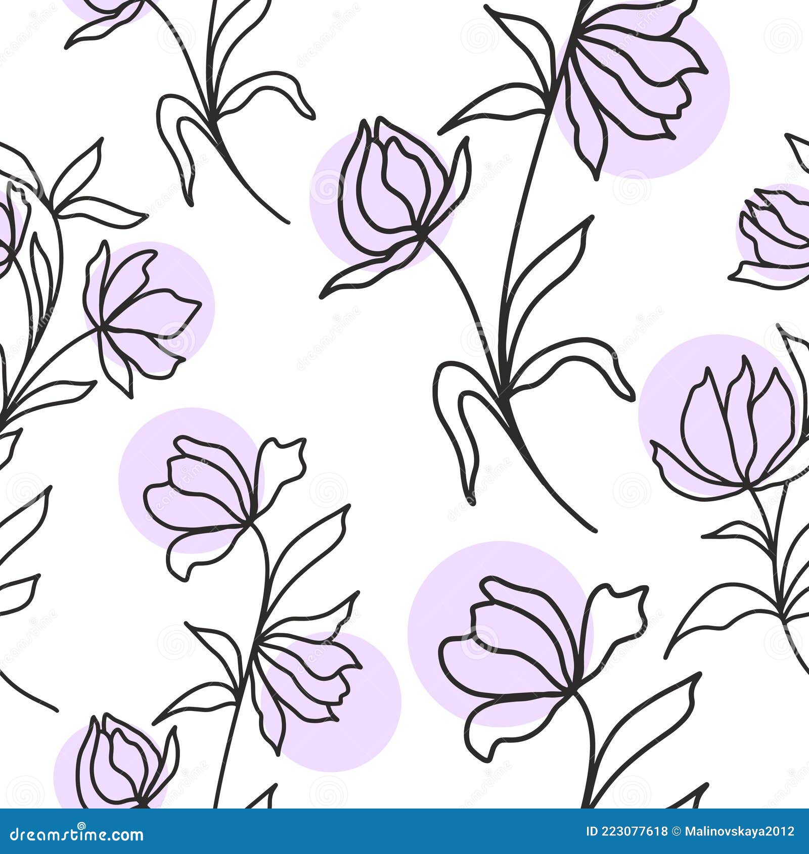 Pattern with Flowers and Spots, Vector Illustration. Stock Vector ...
