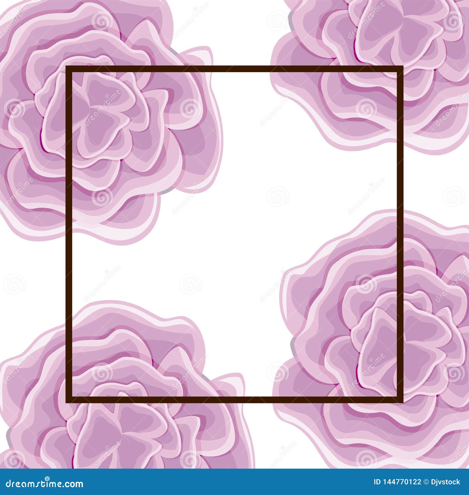 Pattern of Flowers and Square Frame Stock Illustration - Illustration ...