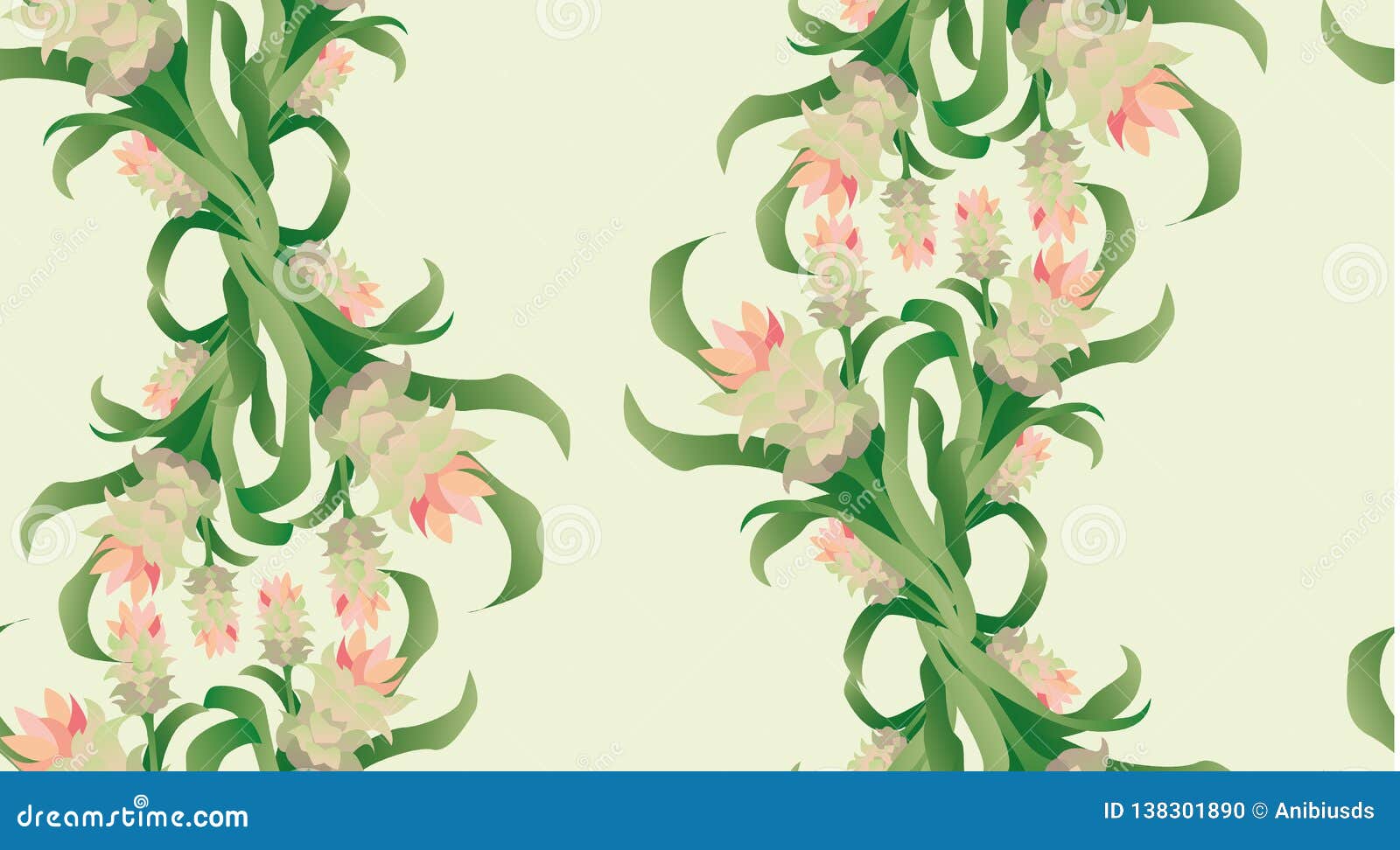Pattern Flowers Turmeric. Blooming Flowers of Turmeric Illustration ...