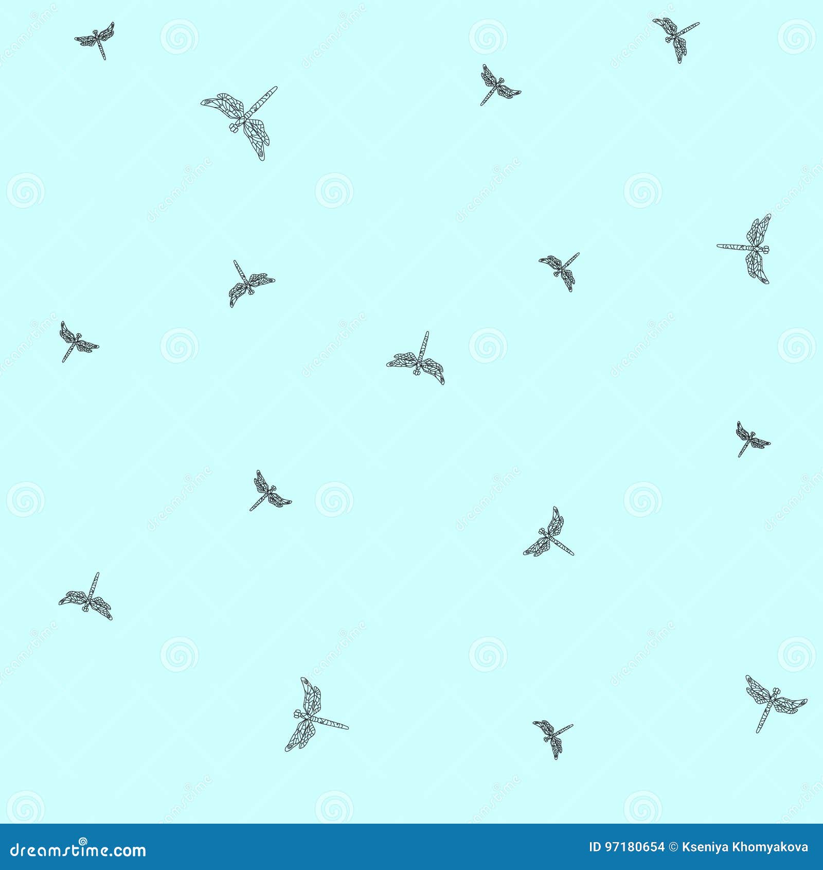 Pattern with Flying Dragonflies Stock Vector - Illustration of banner ...