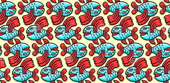 Pattern with flying fish stock illustration. Illustration of seamless ...