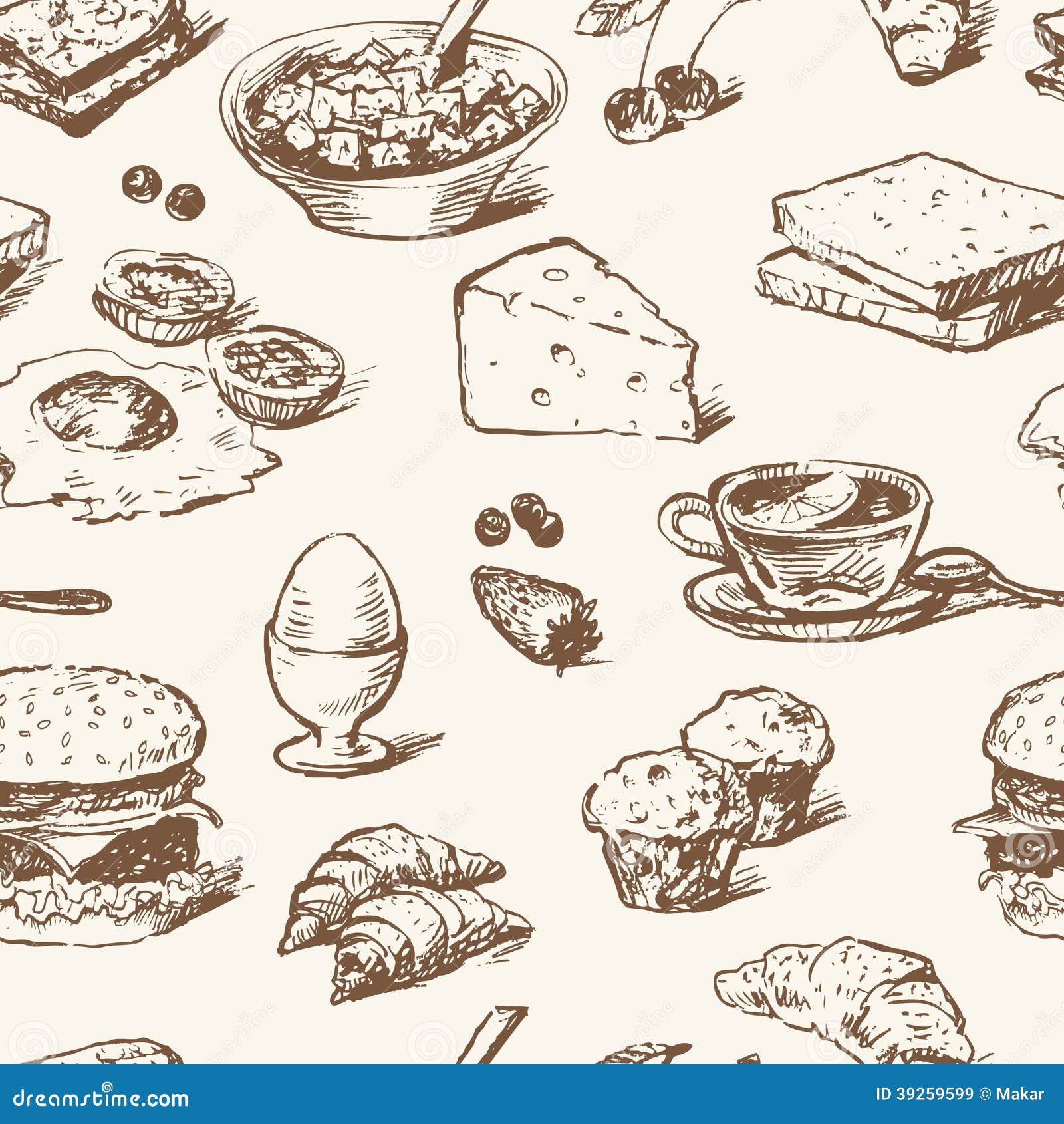 Pattern of the Food for Breakfast Stock Vector - Illustration of cheese ...