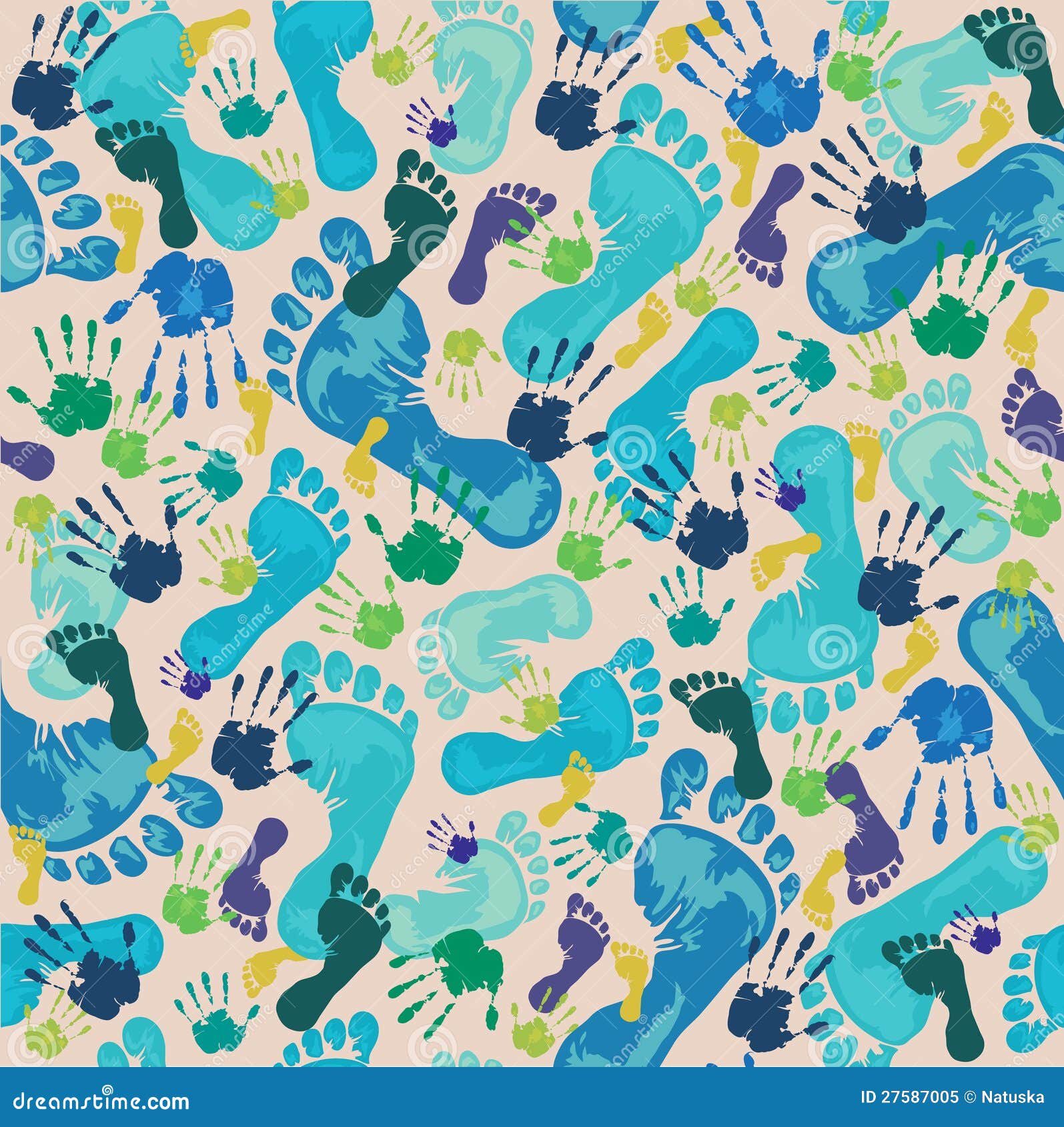 Footprints And Handprints Doodle Set Vector Illustration ...