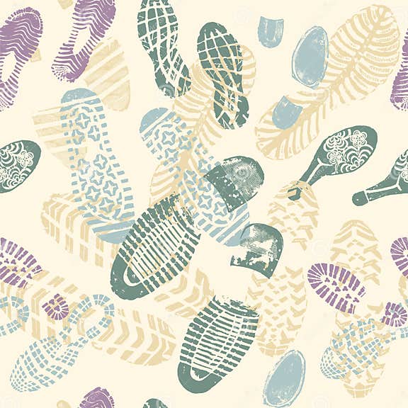 Pattern Footprints Vector Seamless Pattern on Beige Background Stock ...