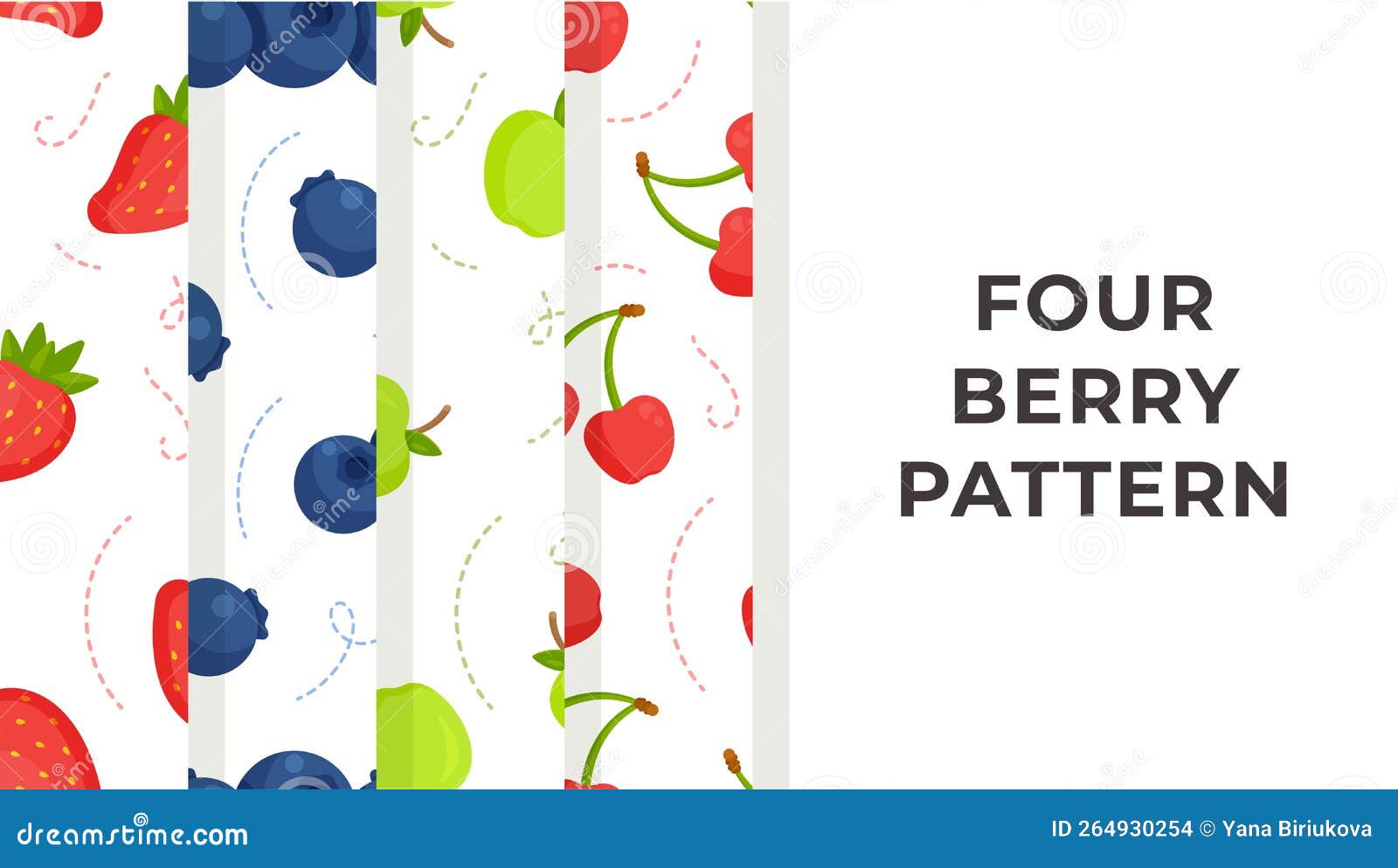 A Pattern of Four Types of Berries. Vector Illustration of a Print of ...