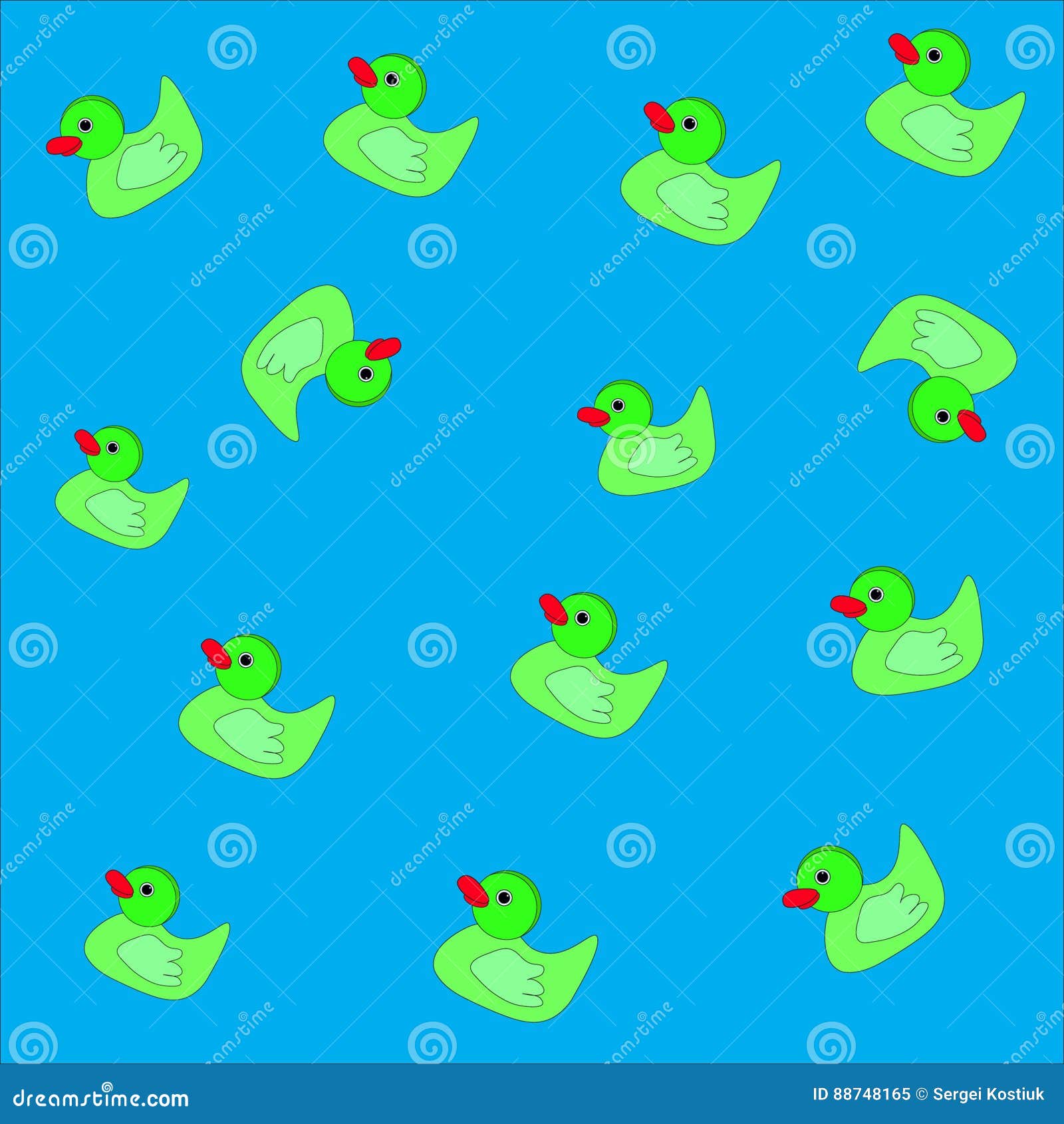 Ducks Pattern On Blue Background Cartoon Vector | CartoonDealer.com ...