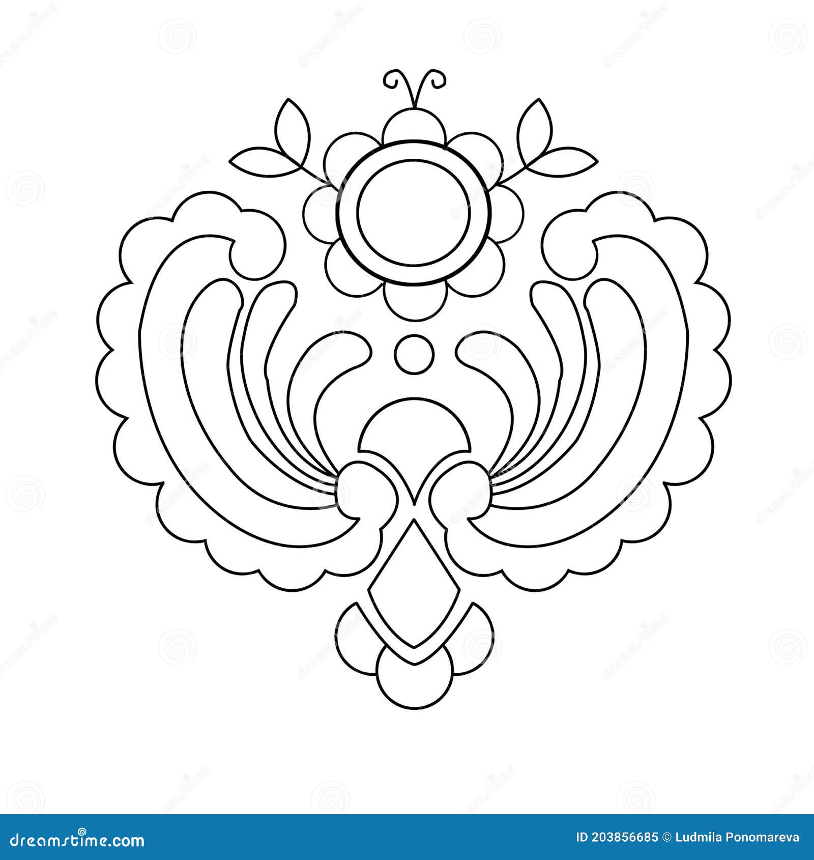Pattern Fragment. Vector. Black Outline. Stock Vector - Illustration of ...