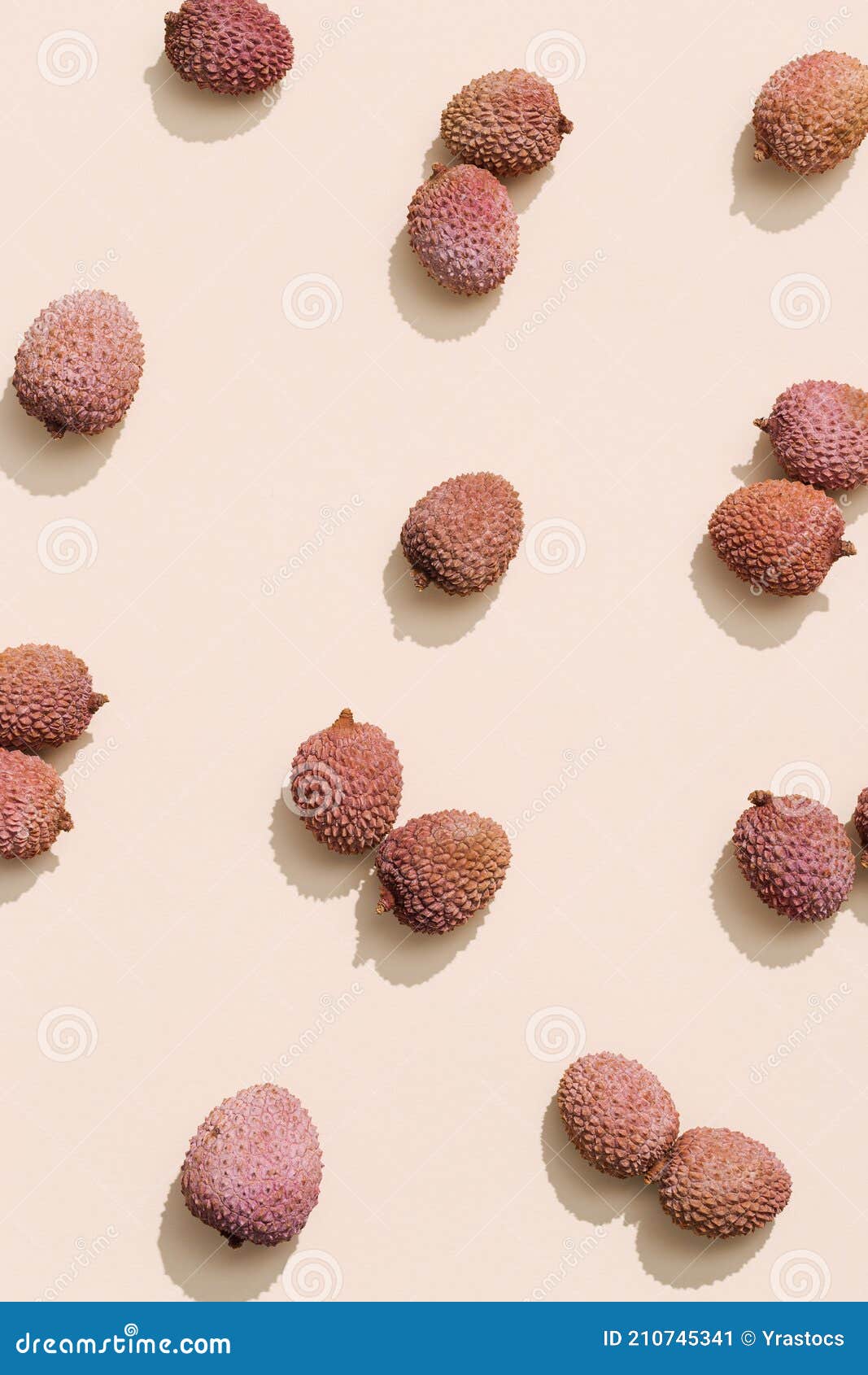 Pattern with Fresh Lychee Fruit on Pastel Beige Background. Minimal ...
