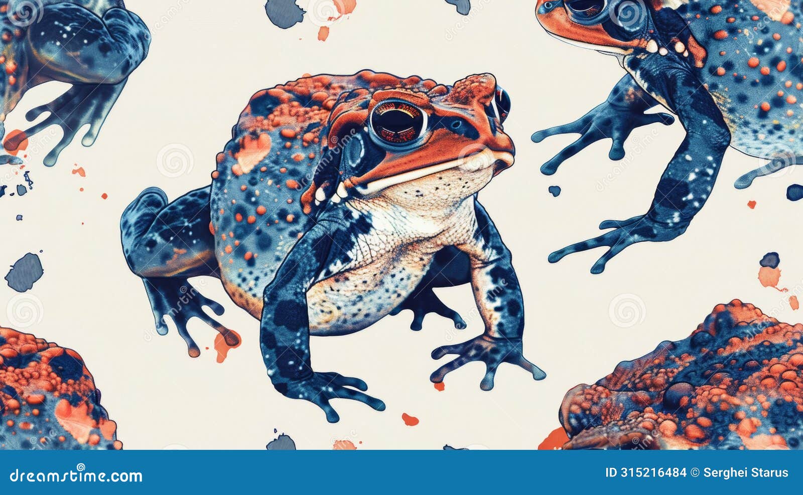 A Pattern of a Frog with Spots and Blue Eyes on White Background, AI ...