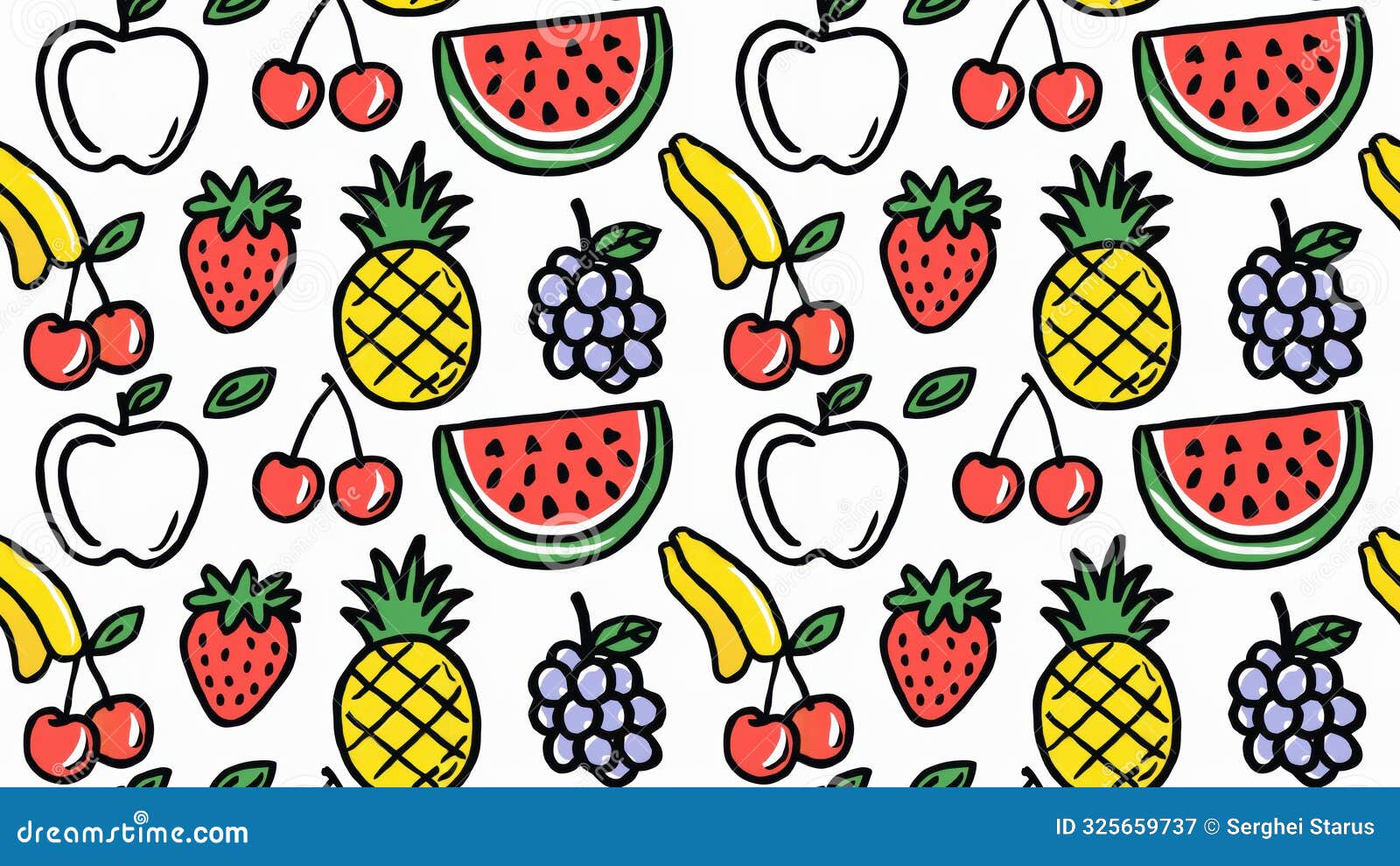 A Pattern of Fruit and Vegetables on a White Background, AI Stock Image ...