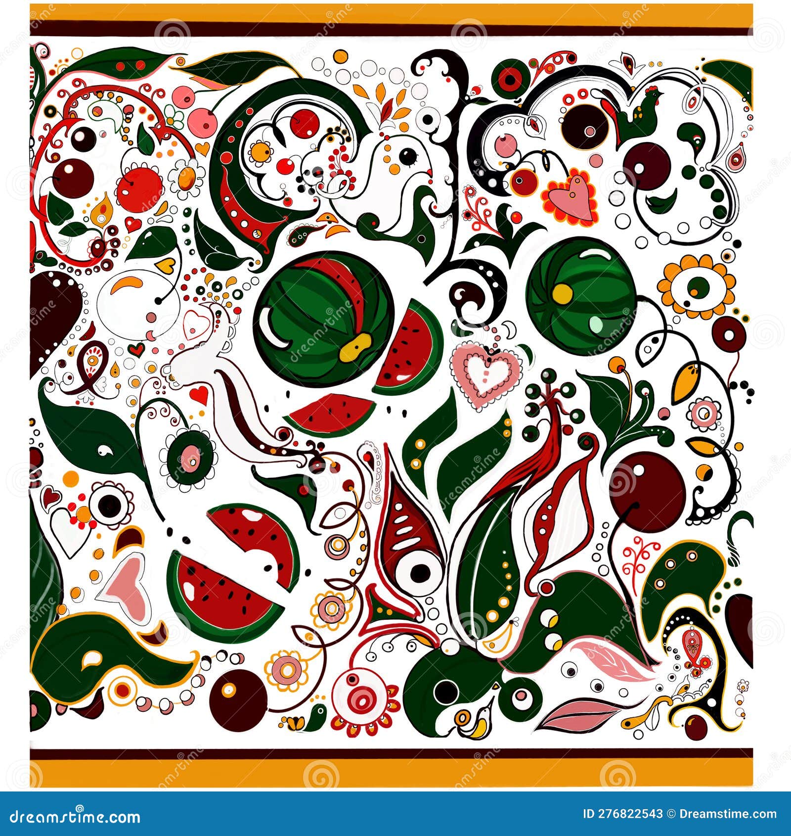Pattern Fruits, Watermelon, Flowers, Perfect for the Design of Fabrics ...