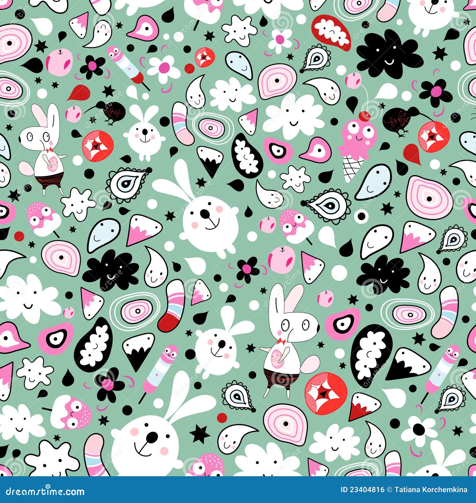 Pattern of funny animals stock vector. Illustration of blue - 23404816