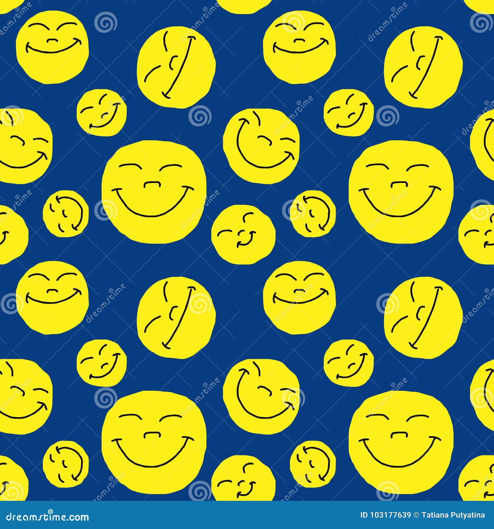 Pattern of Funny Smileys on Dark Blue Stock Illustration - Illustration ...