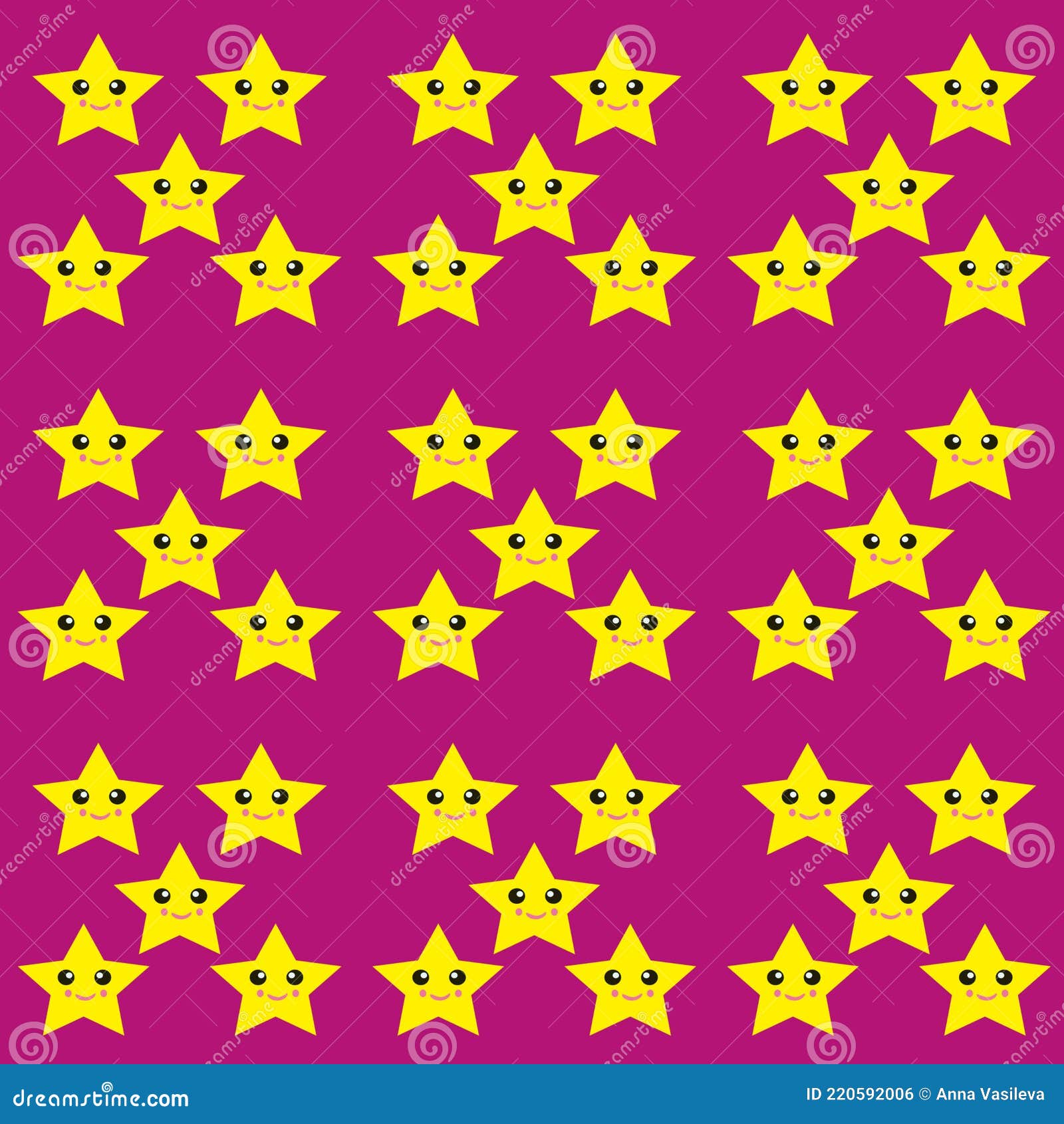Pattern of Funny Stars on a Colored Background Stock Illustration ...