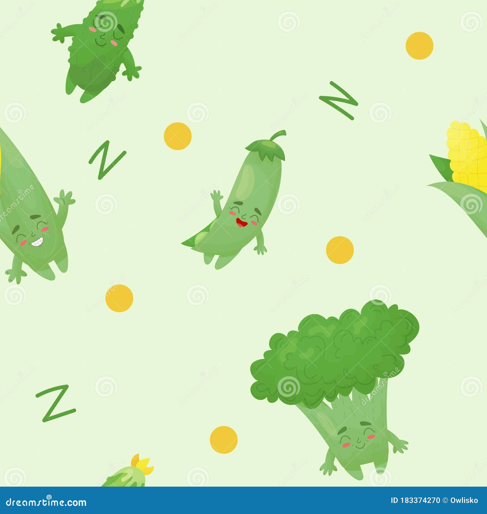 Pattern with Funny Vegetables. Funny, Smiling Vegetables: Broccoli ...